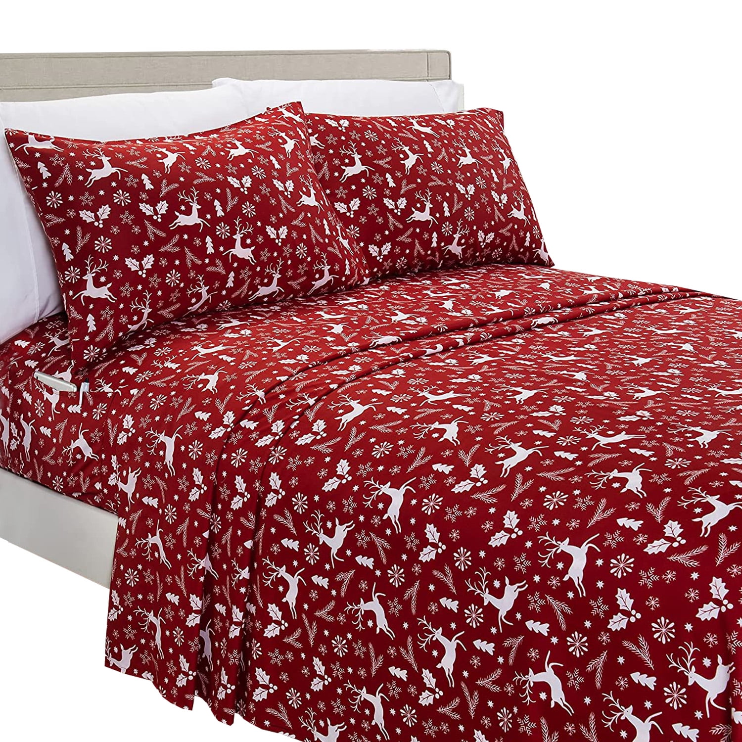 Christmas Queen Size Sheet set - 1500 Series 6-Piece Bedding Set ...
