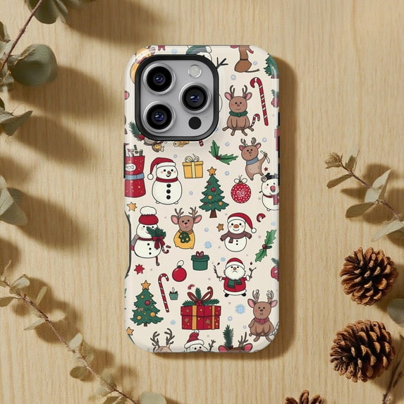 Holiday Pattern Reindeer Snowman Phone Case festive fun with iPhone 17 ...