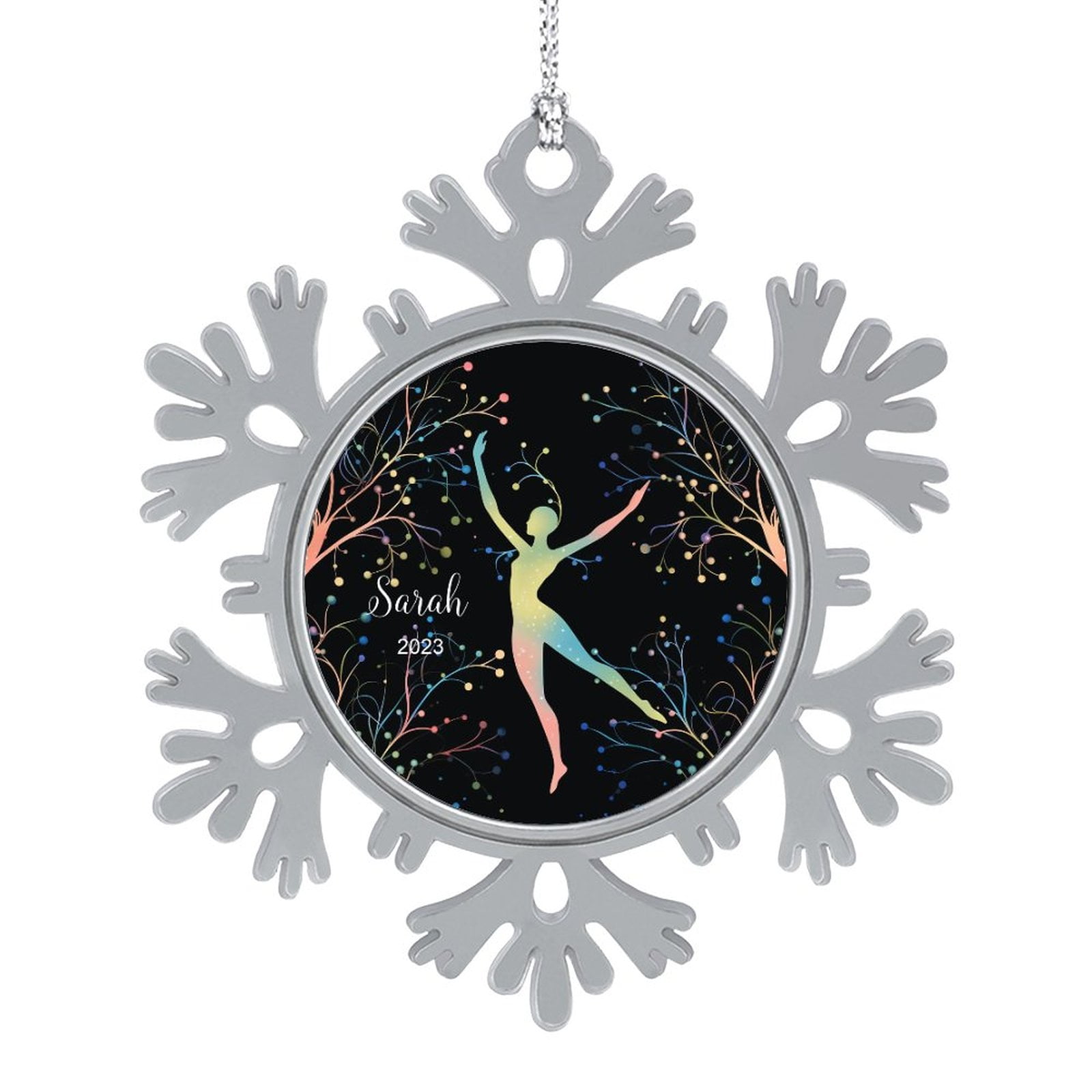 Holiday Pattern with The Silhouette of An Athlete Pewter Snowflake ...