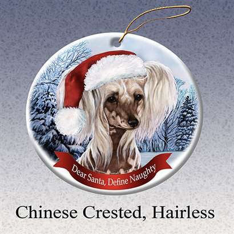 Holiday Pet Gifts Chinese Crested, Hairless Santa Hat Dog Porcelain ...