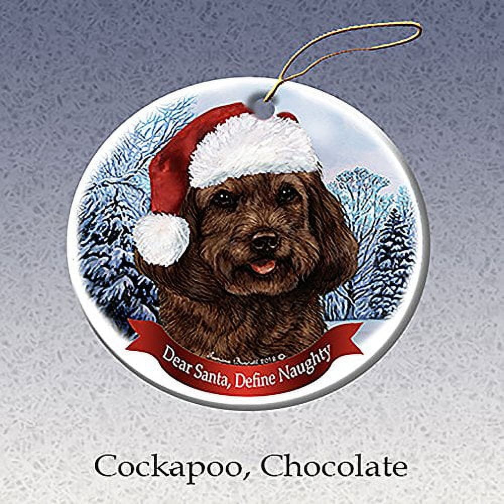 Holiday Pet Gifts Chocolate Cockapoo Santa Hat Dog Porcelain Christmas ...