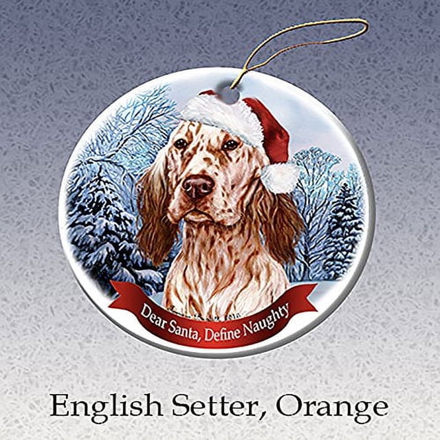 Holiday Pet Gifts English Setter, Orange Santa Hat Dog Porcelain ...