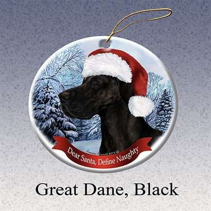 Holiday Pet Gifts Great Dane (Uncropped) Black Santa Hat Dog Porcelain ...