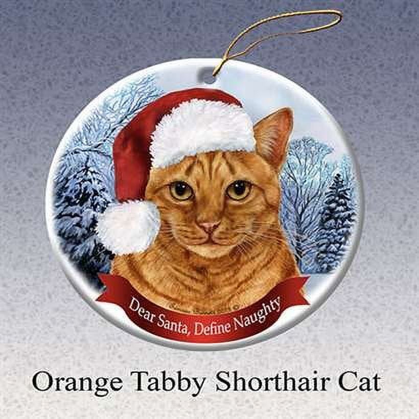 Holiday Pet Gifts Orange Tabby Shorthair Cat Santa Hat Christmas Tree ...