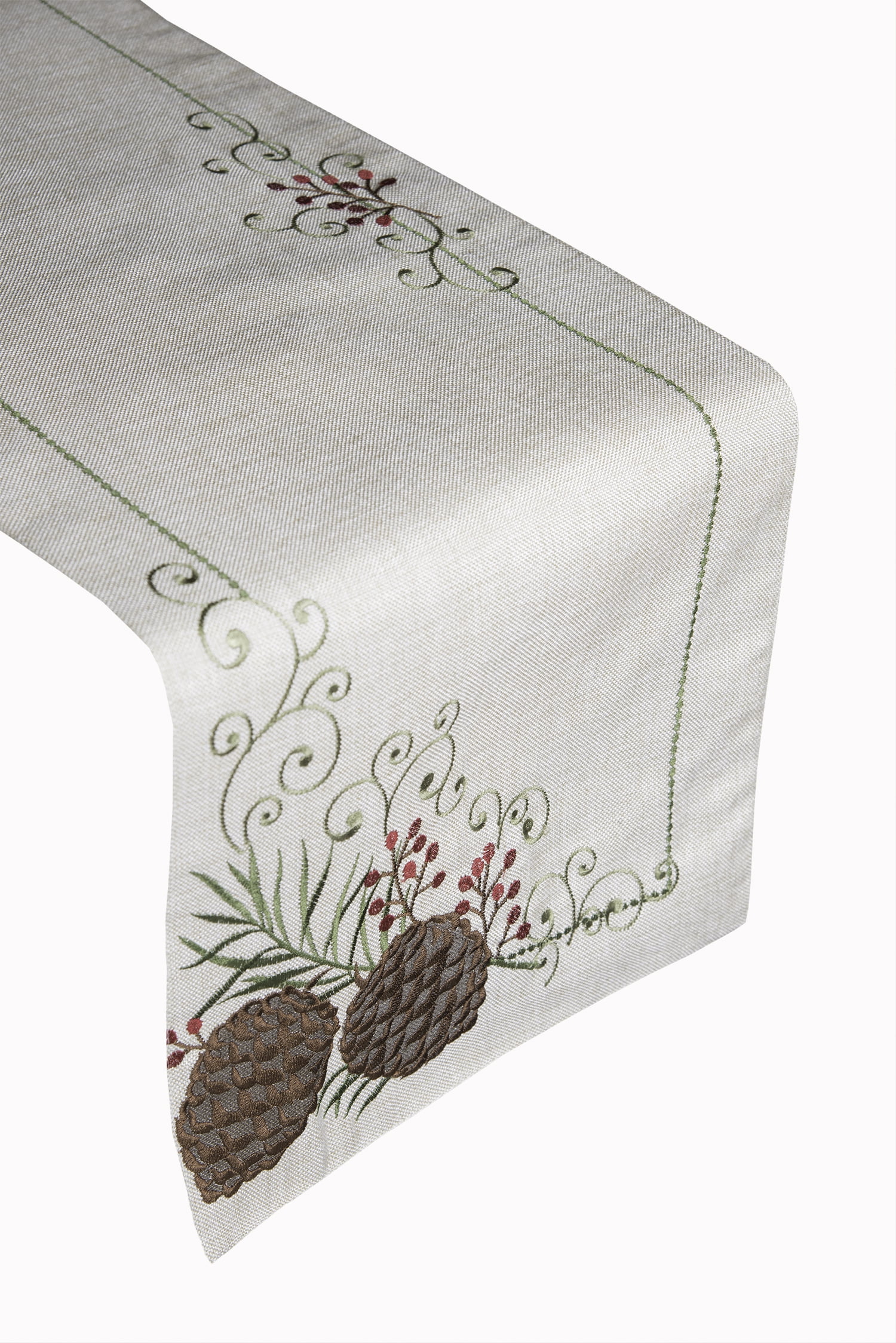 Holiday Pinecone Border 100% Polyester Table Runner - Walmart.com