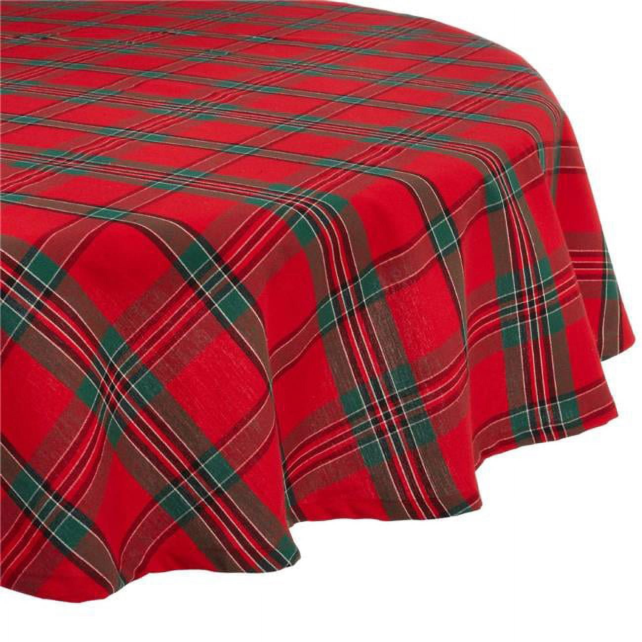 Holiday Plaid Tablecloth 70 inch Round - Walmart.com