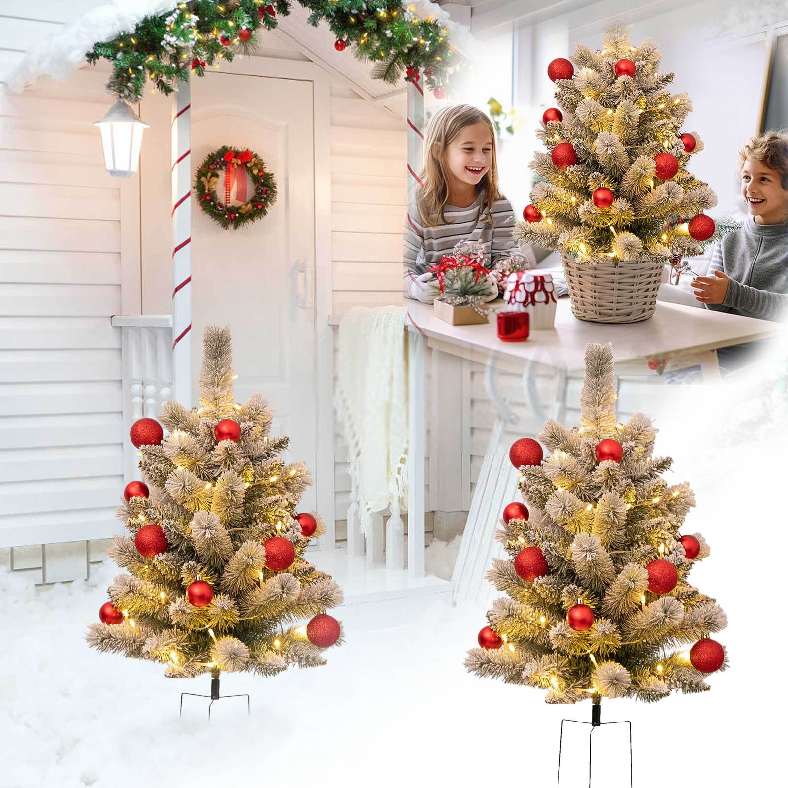 Holiday Planter Decorations, 2025 Christmas Glowing Christmas Tree ...