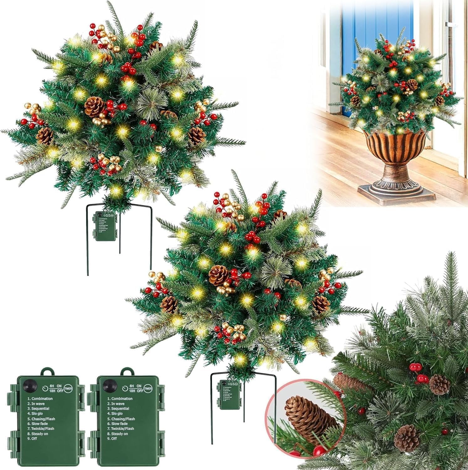 Holiday Planter Filler, Holiday Planters, Faux Holiday Planter, Holiday ...