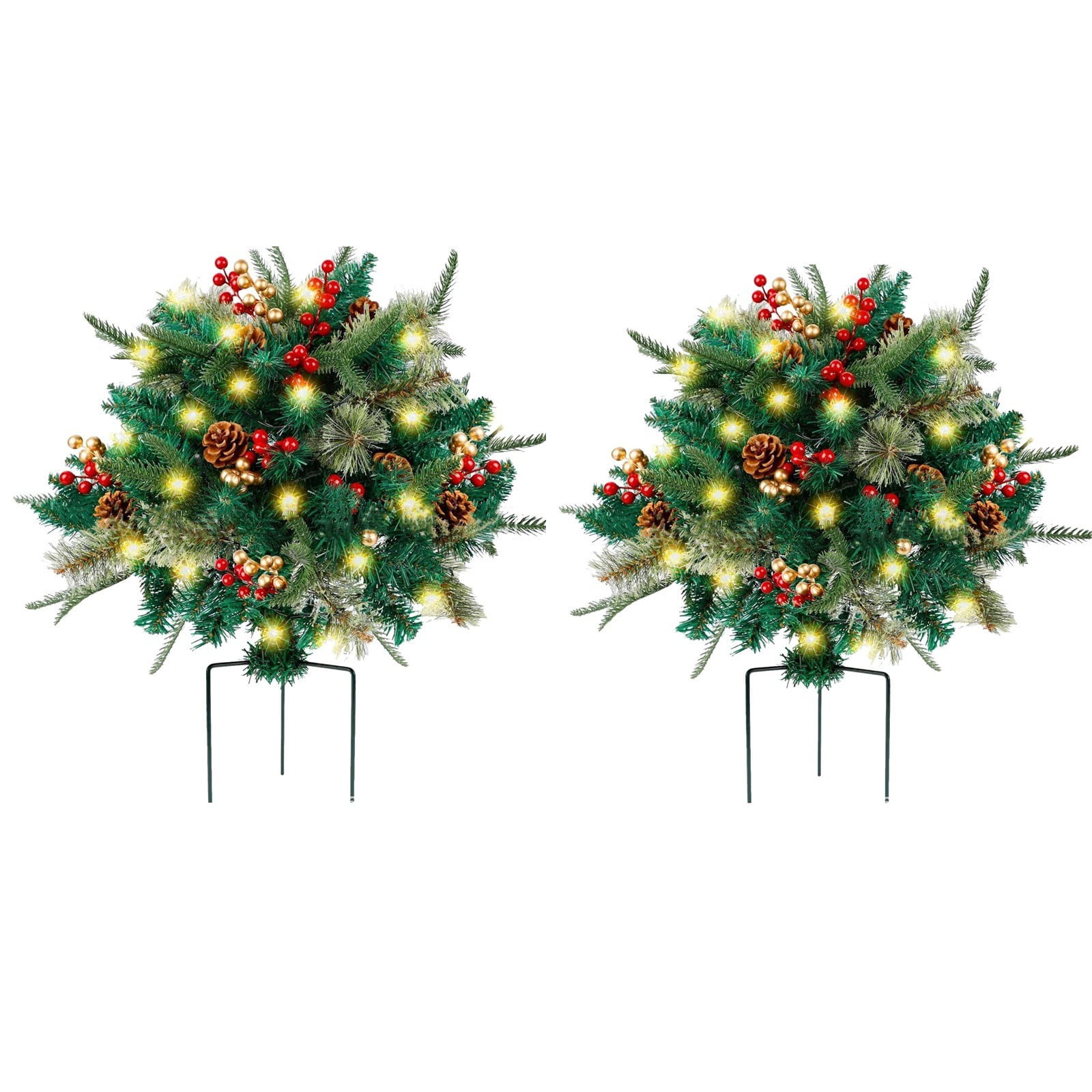 Holiday Planter Filler with Lights, Christmas Tree Filler with Red ...