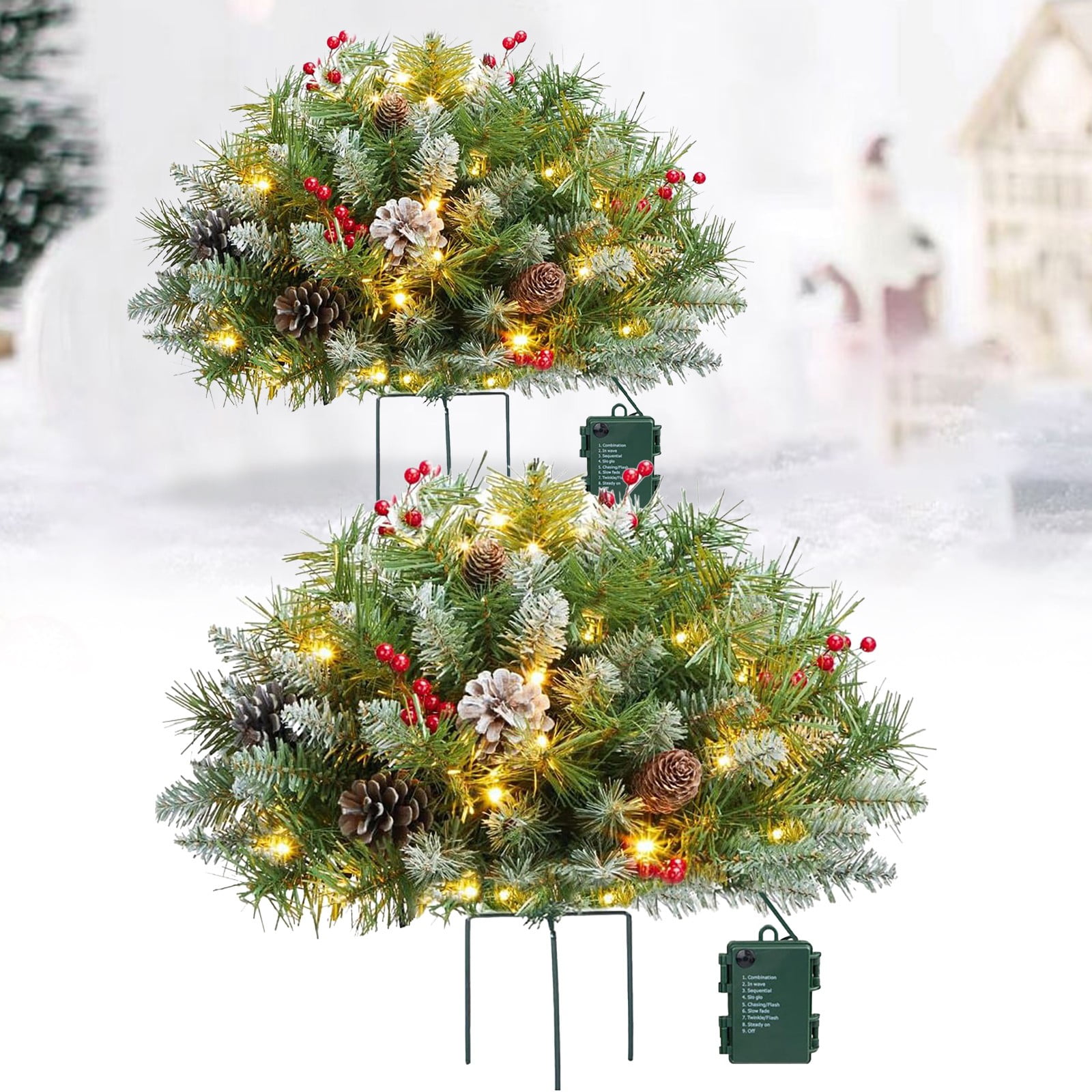 Holiday Planters, Prelit Planter Bushes Christmas Decorations, Faux ...