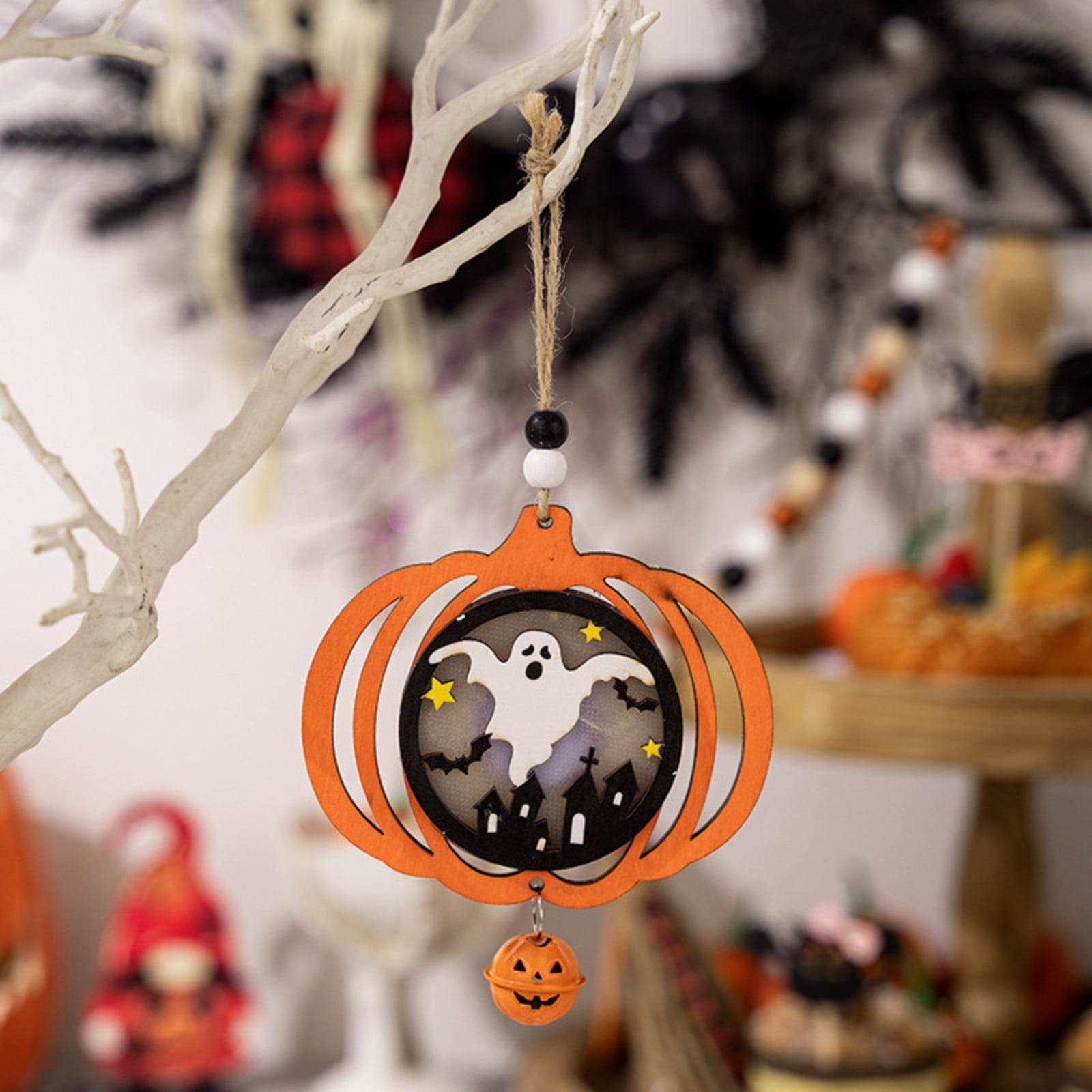 Holiday Pre-lit Pumpkin Lights, 3 Inch Ghost Festival Hanging Pumpkin ...