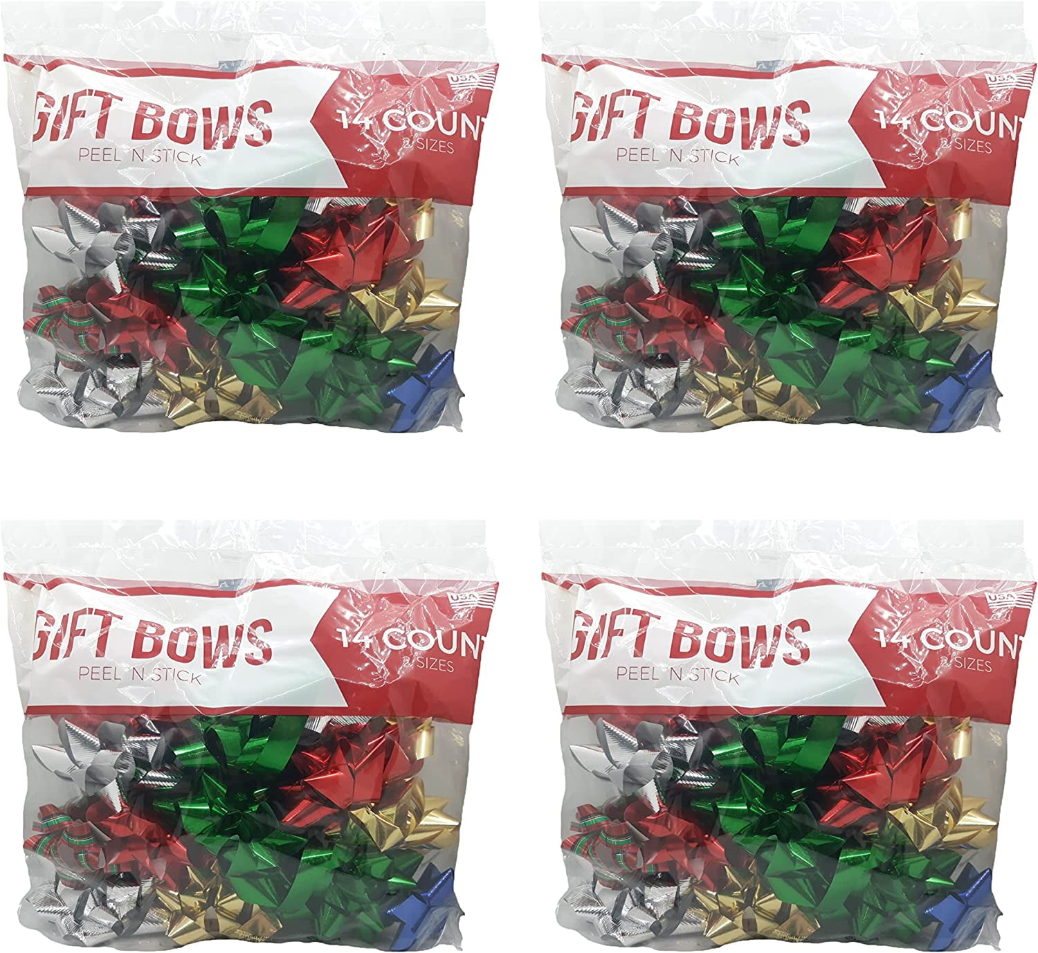 Holiday Premium Holographic Peel N Stick, Gift Wrapping Christmas Bows ...