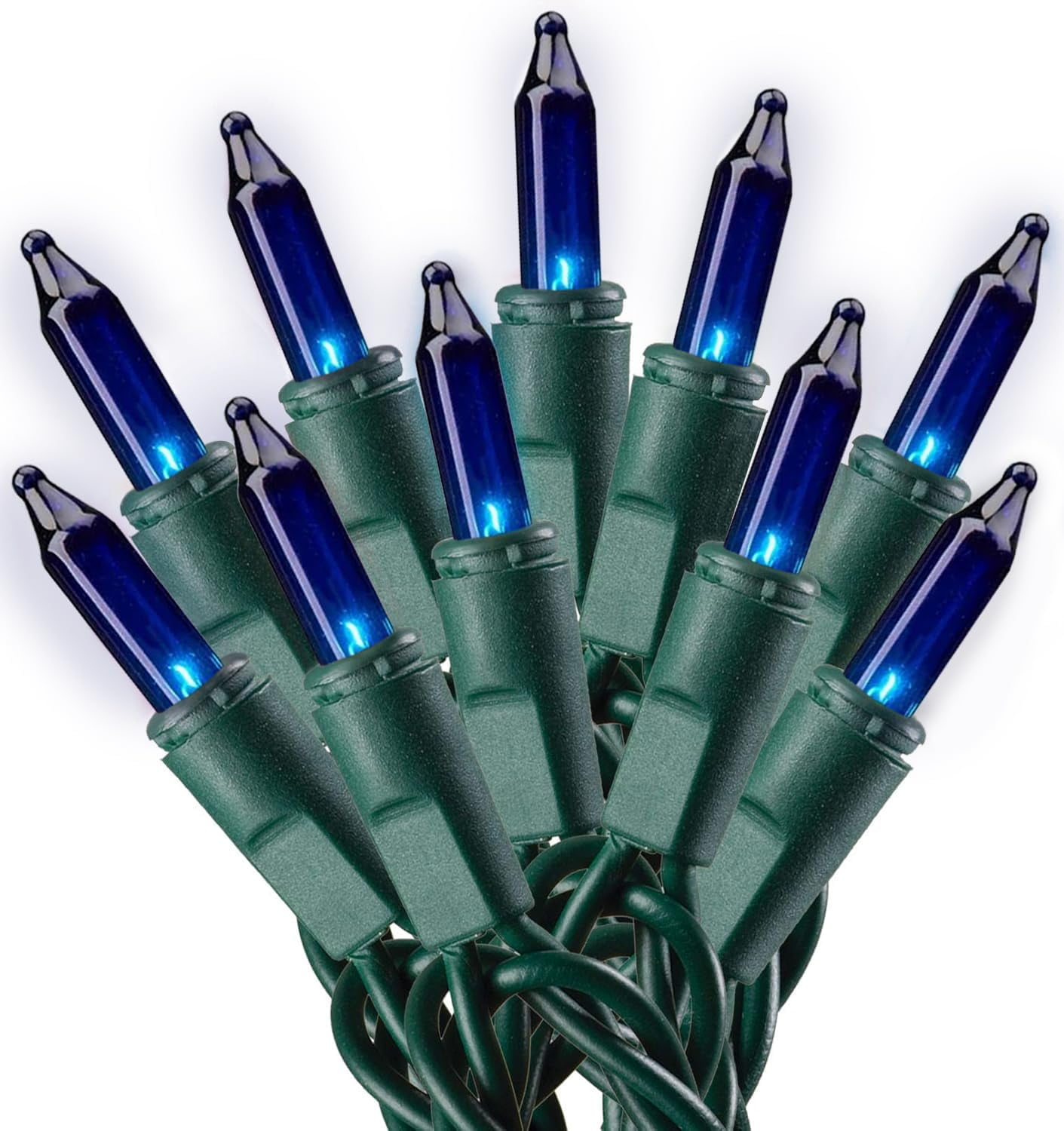 Holiday Pride Blue Christmas Lights with Green Wire - 100 Count Blue ...