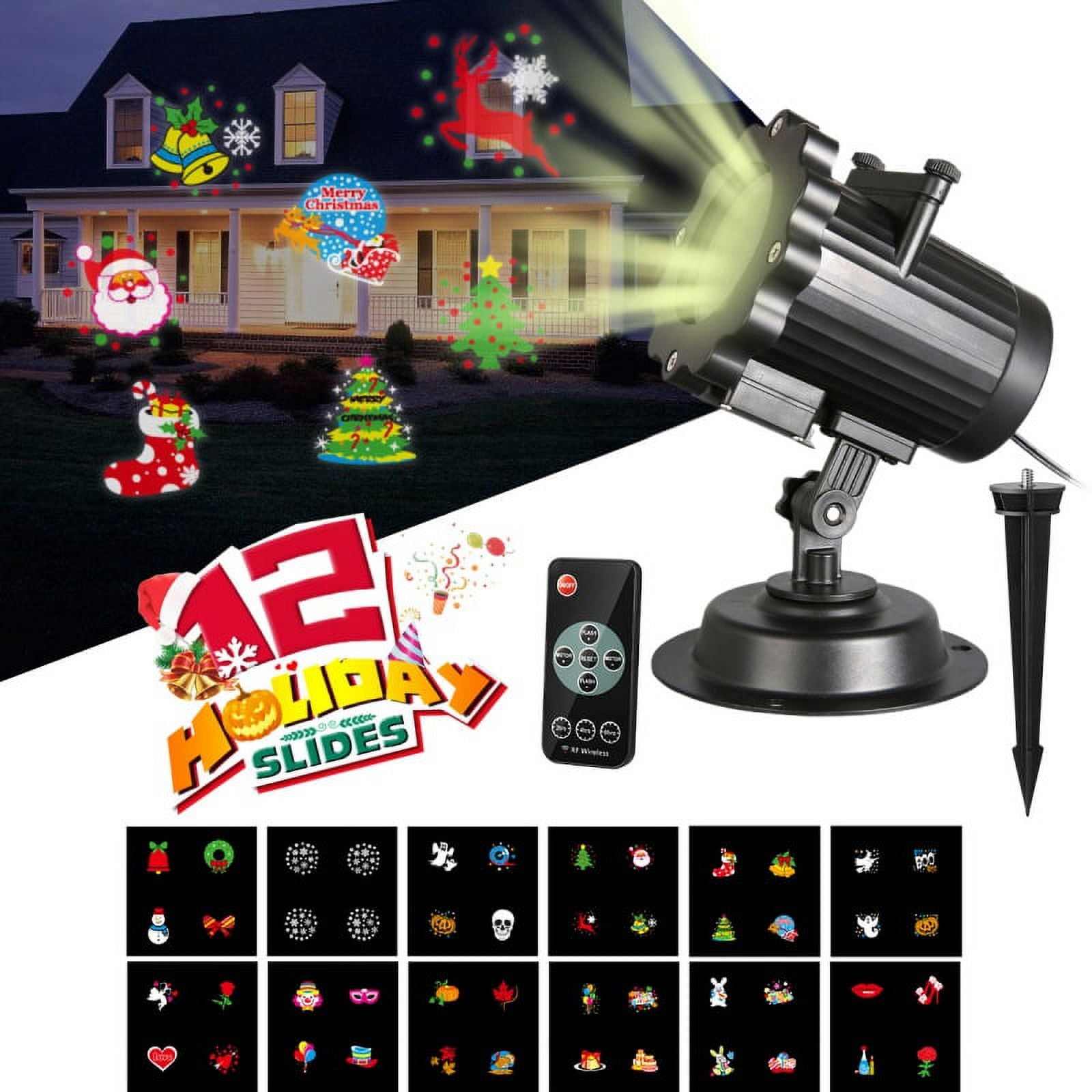 Holiday Projector Lights Christmas Halloween 12 Switchable Patterns ...