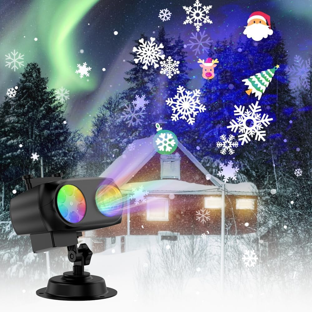 Holiday Projector Lights Outdoor, 2-in-1 HD LED Outdoor Projectors with ...