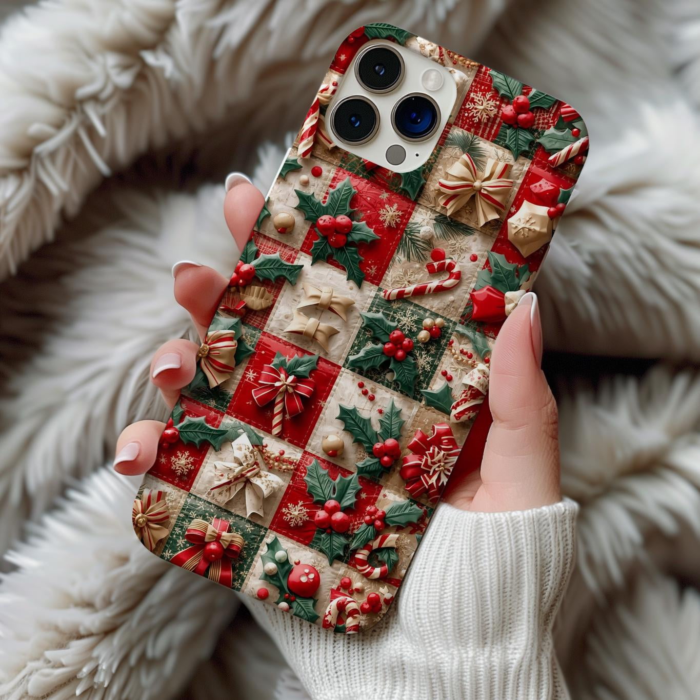 Holiday Quilt Pattern Festive Patchwork Cozy Phone Case for iPhone 17 ...