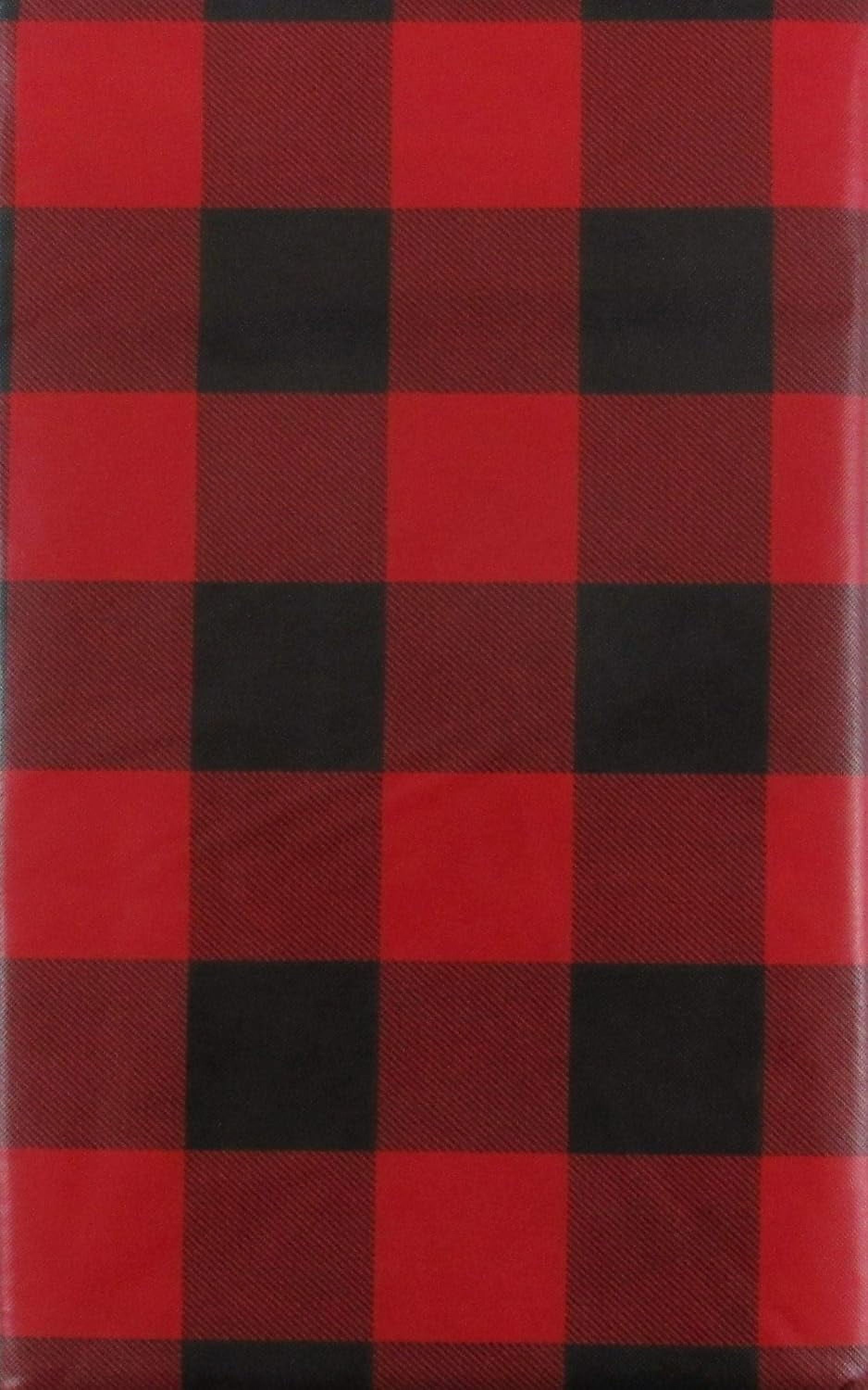 Holiday Red Black Buffalo Plaid Print Vinyl Flannel Backed Tablecloth ...