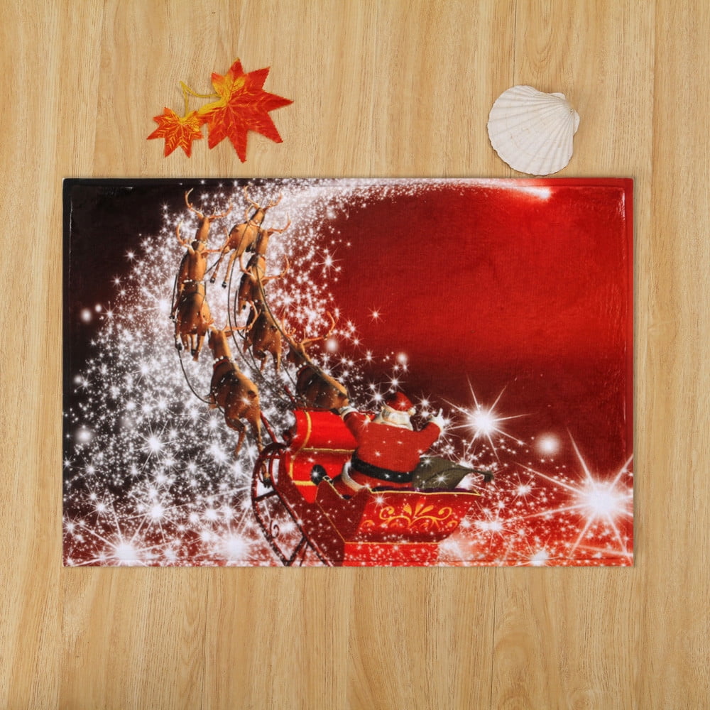 Holiday Red & Gold Christmas Doormat With Festive Bow Pine Design ...