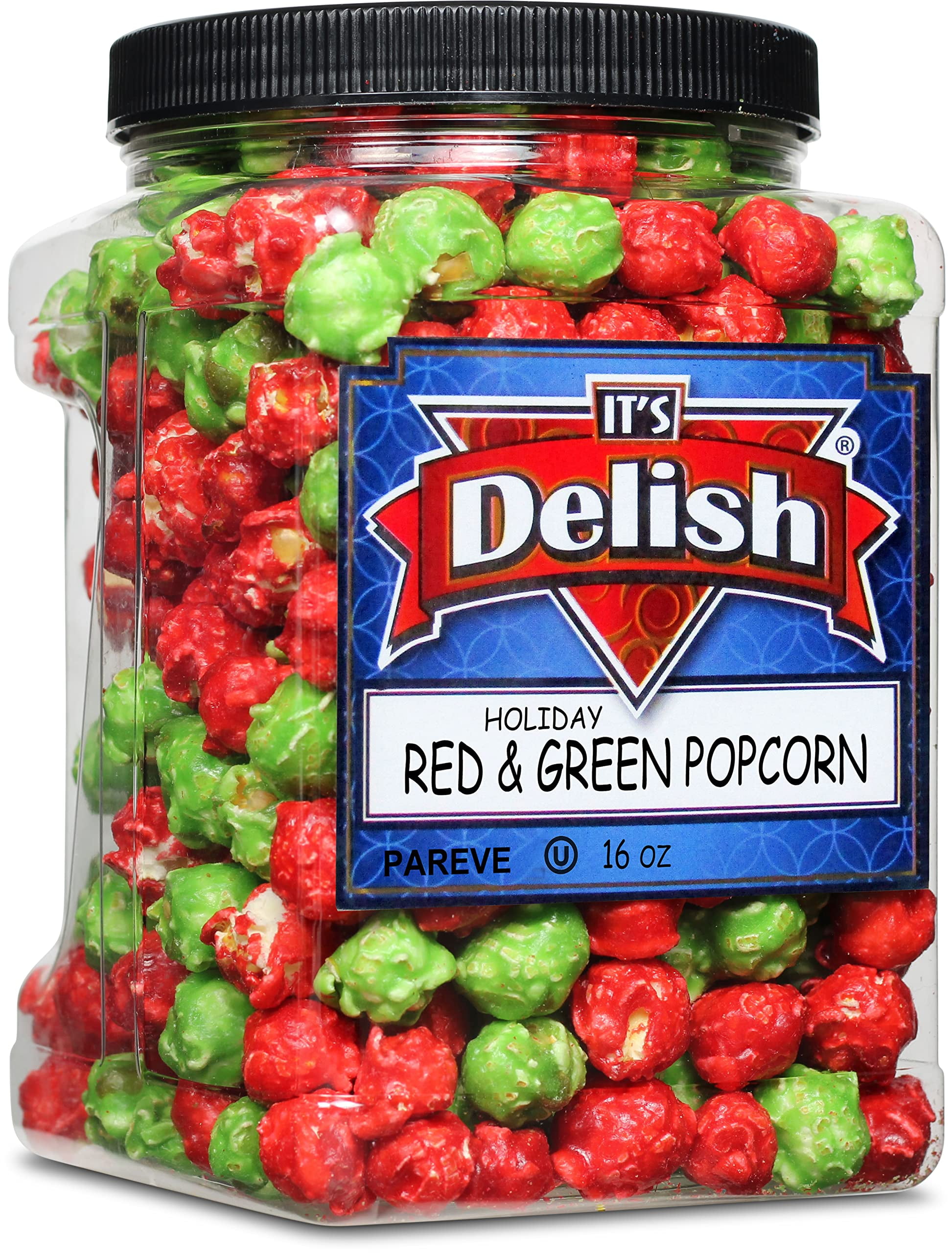 Holiday Red & Green Popcorn HYZ01 by It's Delish, 16 Oz Jumbo Container ...