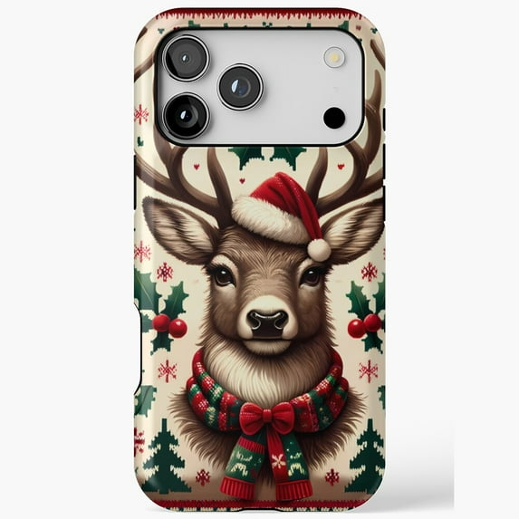 Holiday Reindeer Pattern Cute Winter Art Phone Case iPhone Case 17 ...