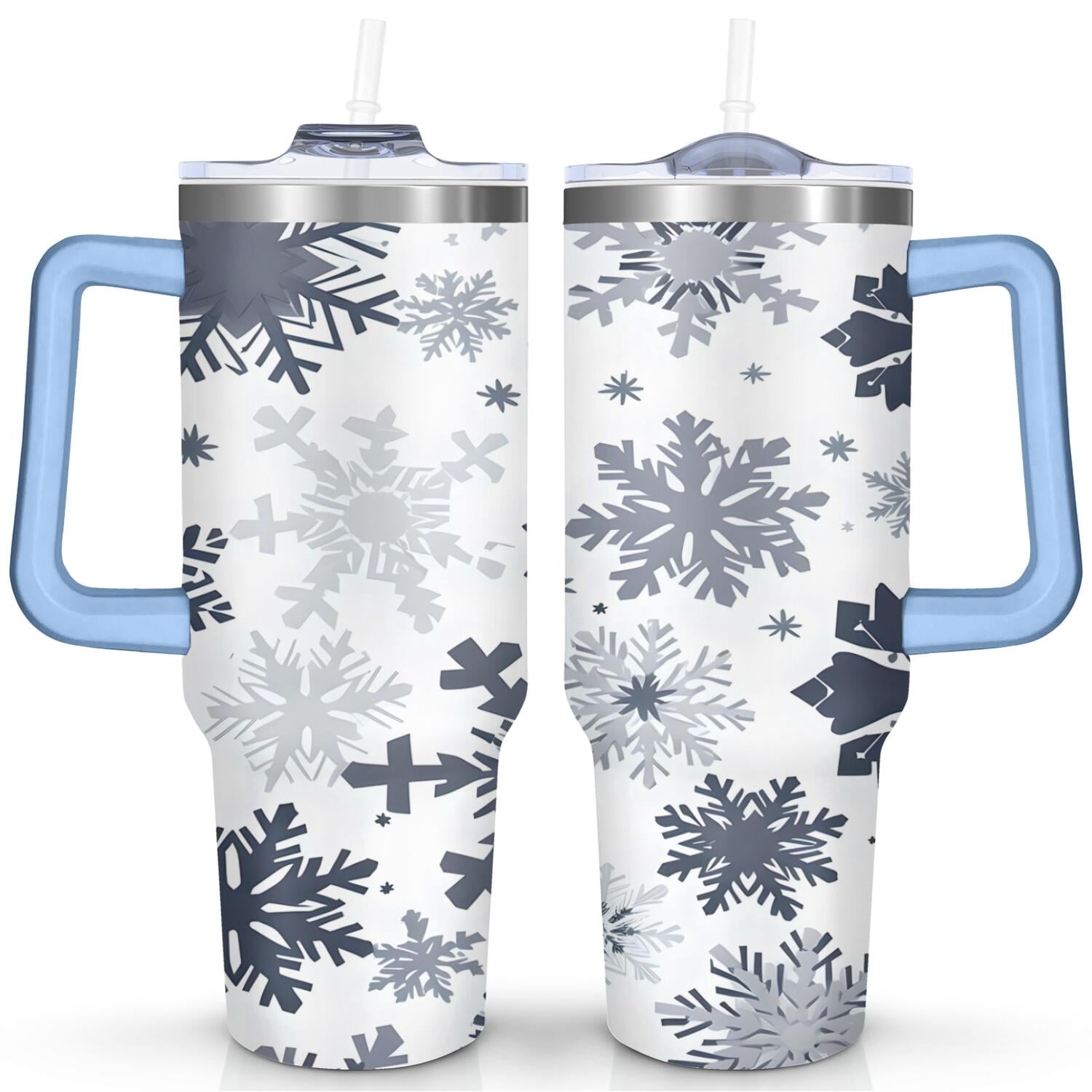 Holiday Santa 40oz Tumbler with Lid - Christmas Ornaments and Snowman ...