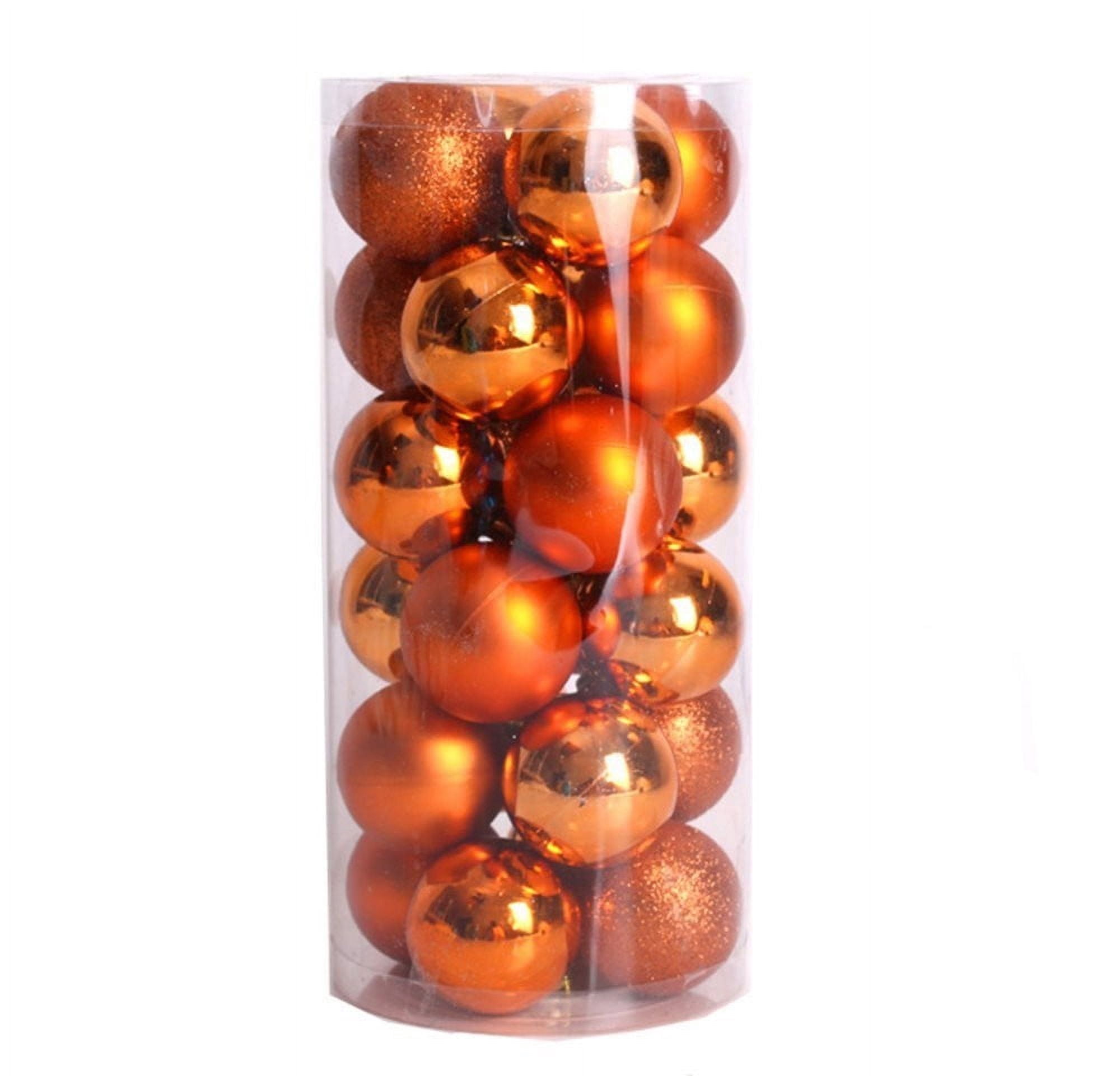 aoksee Christmas Baubles Ornaments, 24 Piece Set, Orange, Plastic ...