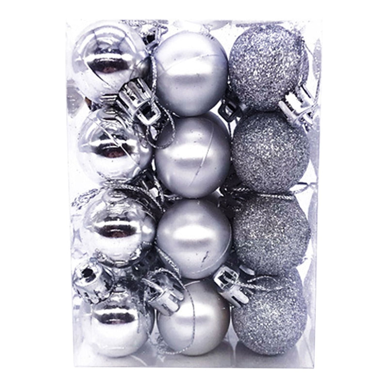 24Pcs Christmas Ornaments Christmas Ball Silver 30mm/1.18", Christmas ...