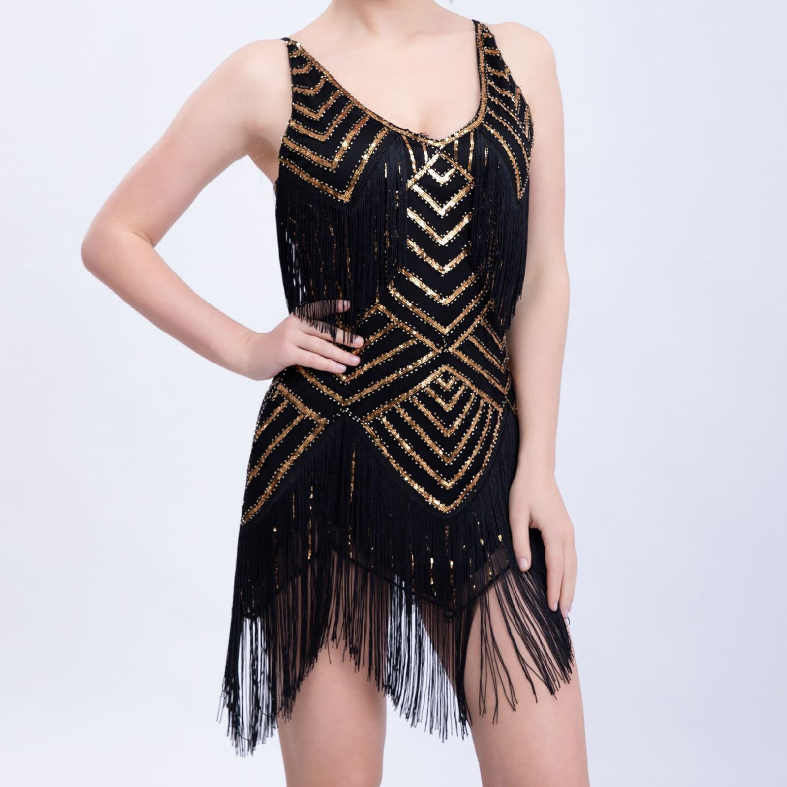 Holiday Savings! Horkkom Sequin Dress for Women 1920s Vintage Fringe ...