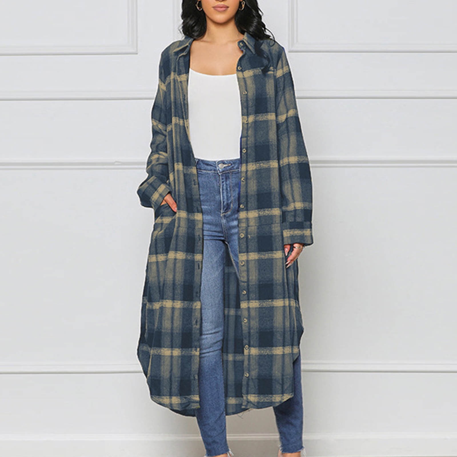 Holiday Savings! Horkkom Women Fall Flannel Plaid Shacket Jacket ...