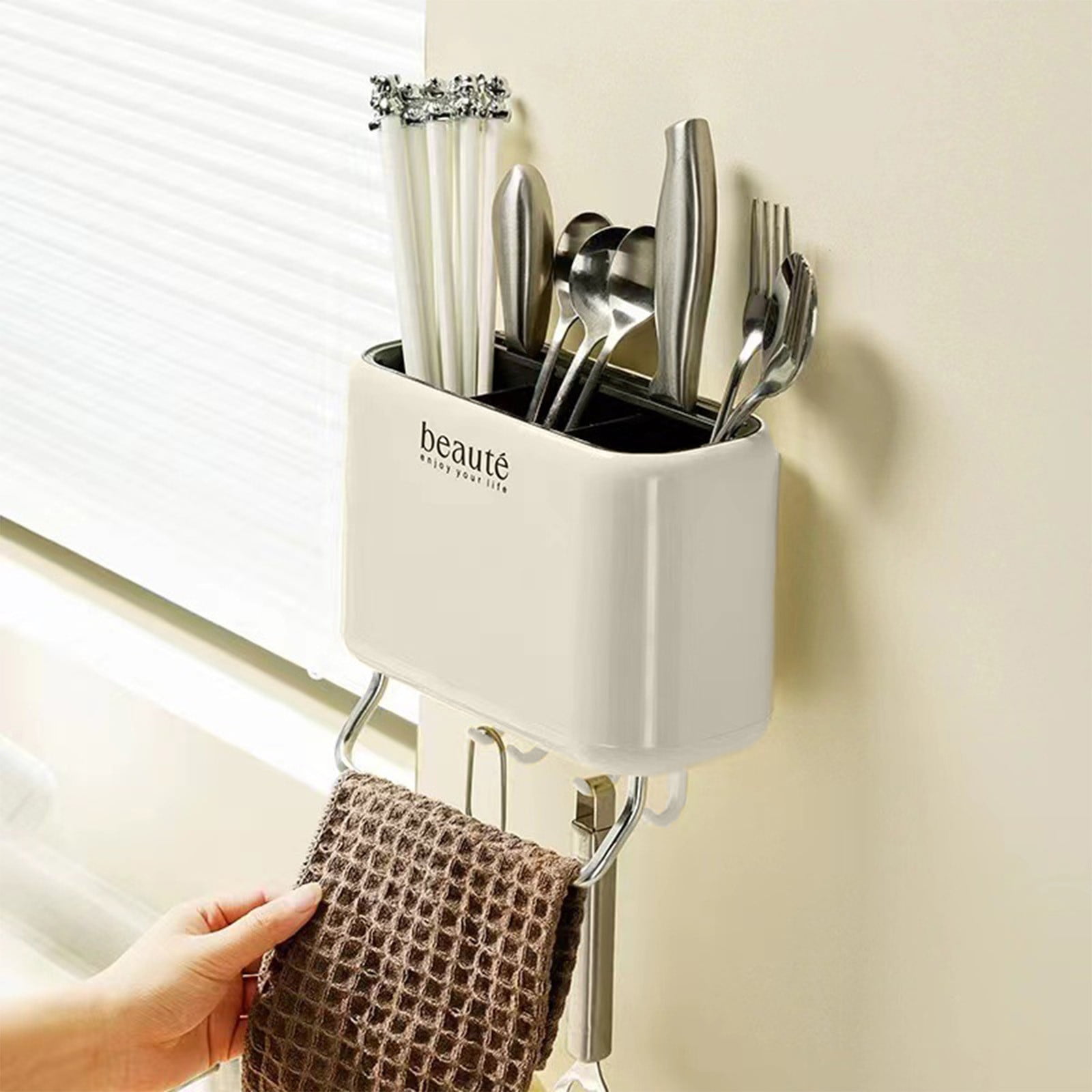 WJSXC Kitchen Utensil Wall Organizer BoxTableware Wall Drainer Kitchen ...