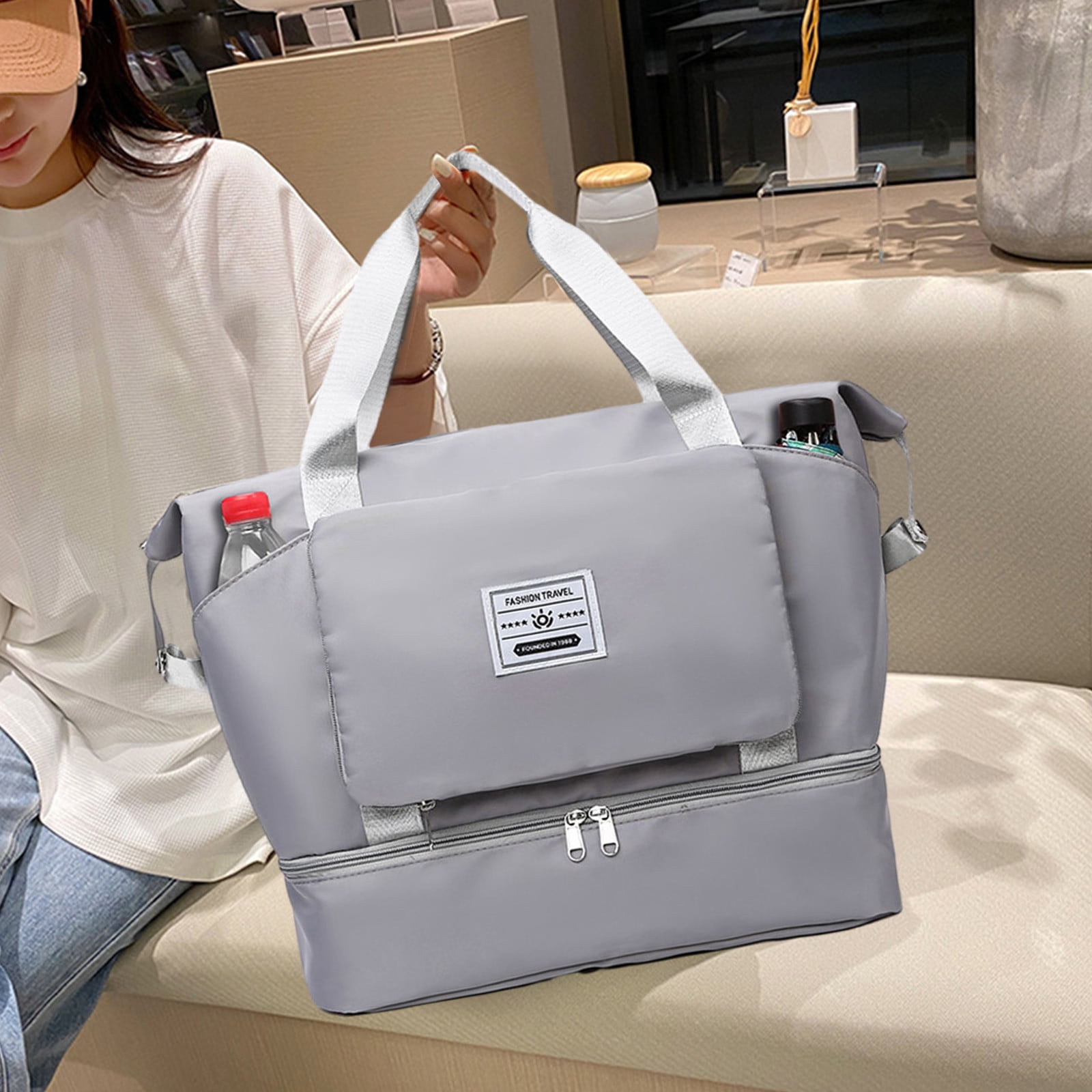 WJSXC Large Travel Tote Bag Expandable Gym Tote Bag On Overnight Bags ...