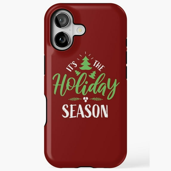Holiday Season Red Green Winter Lettering Phone Case 17 16 15 14 13 12 ...