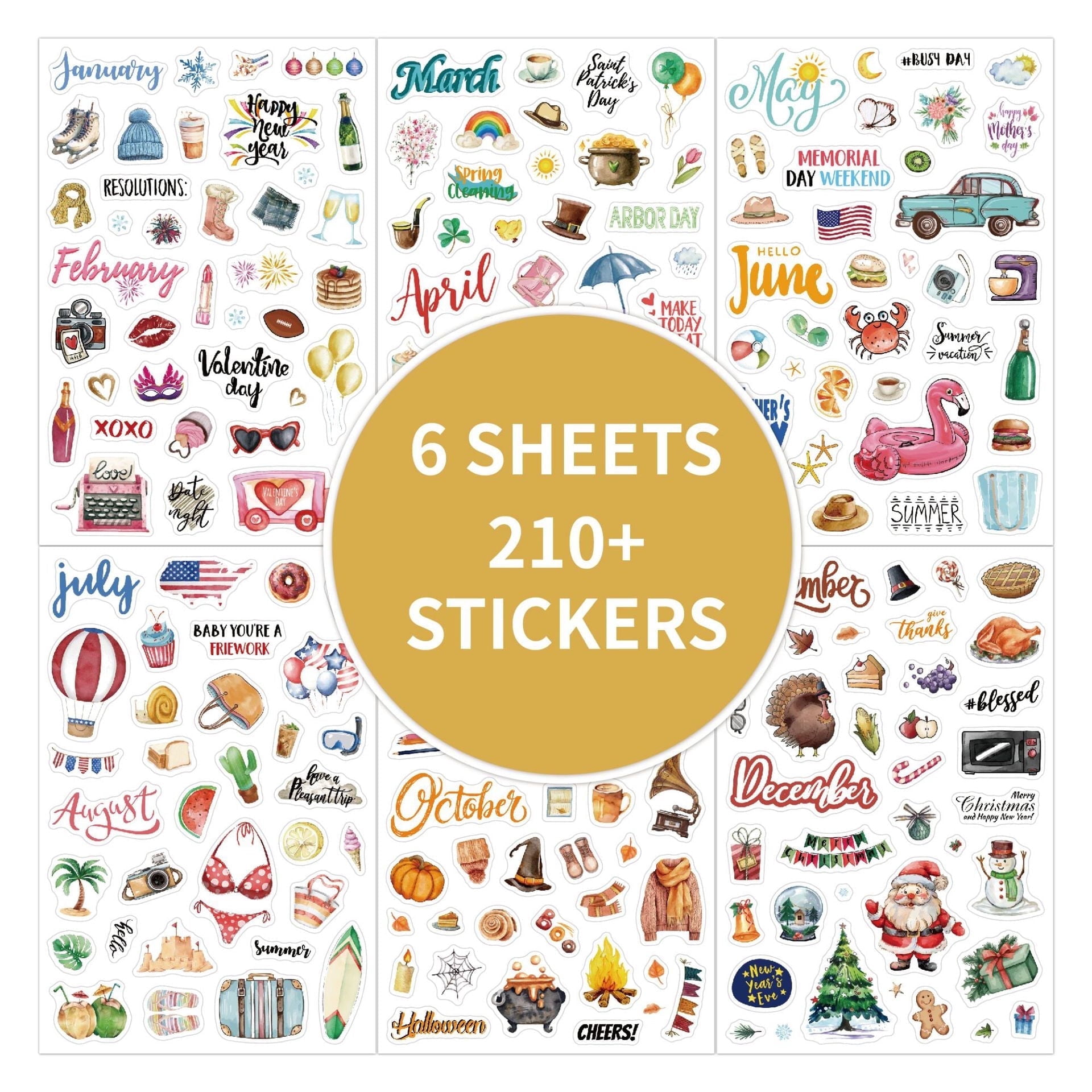 Holiday Seasonal Planner Sticker Sheets - Vintage Seasonal Sticker Pack ...