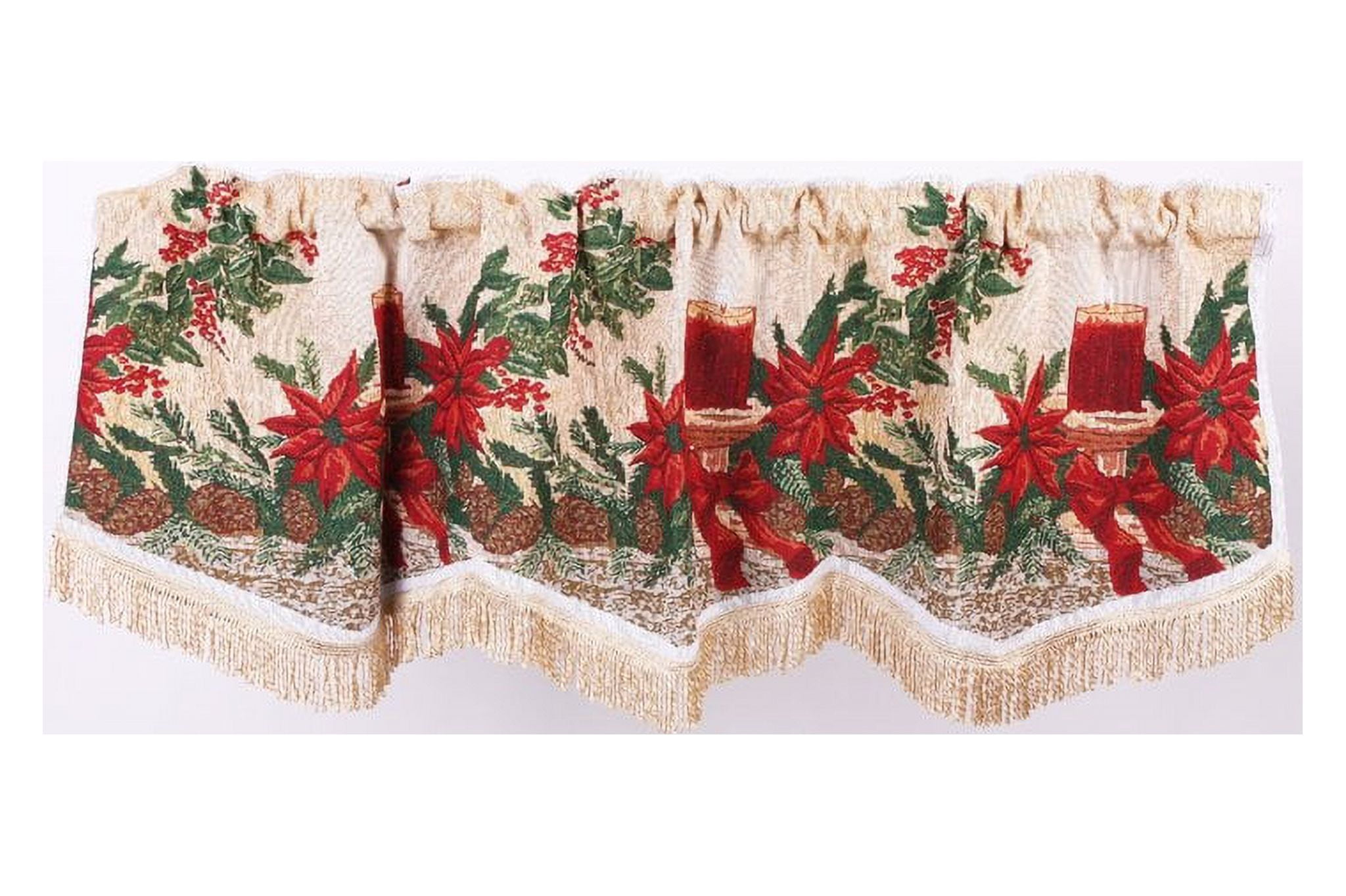 Holiday Seasonal Tapestry Decorative Christmas Window Valance 60" X 15 ...