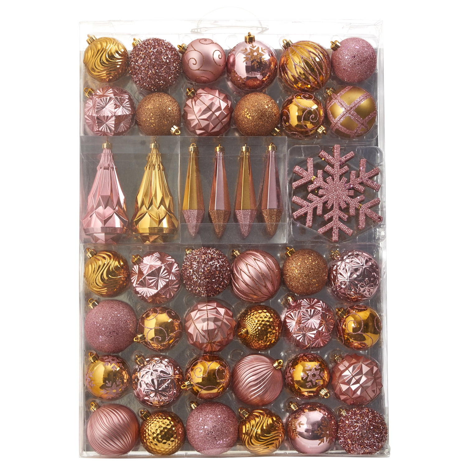 Holiday Shatterproof, 52 Count Christmas Tree Ornament Box Set, 80mm to ...