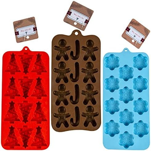 Holiday Silicone Ice Cube Tray, Candy Molds in 3 Assorted Trays: Red ...