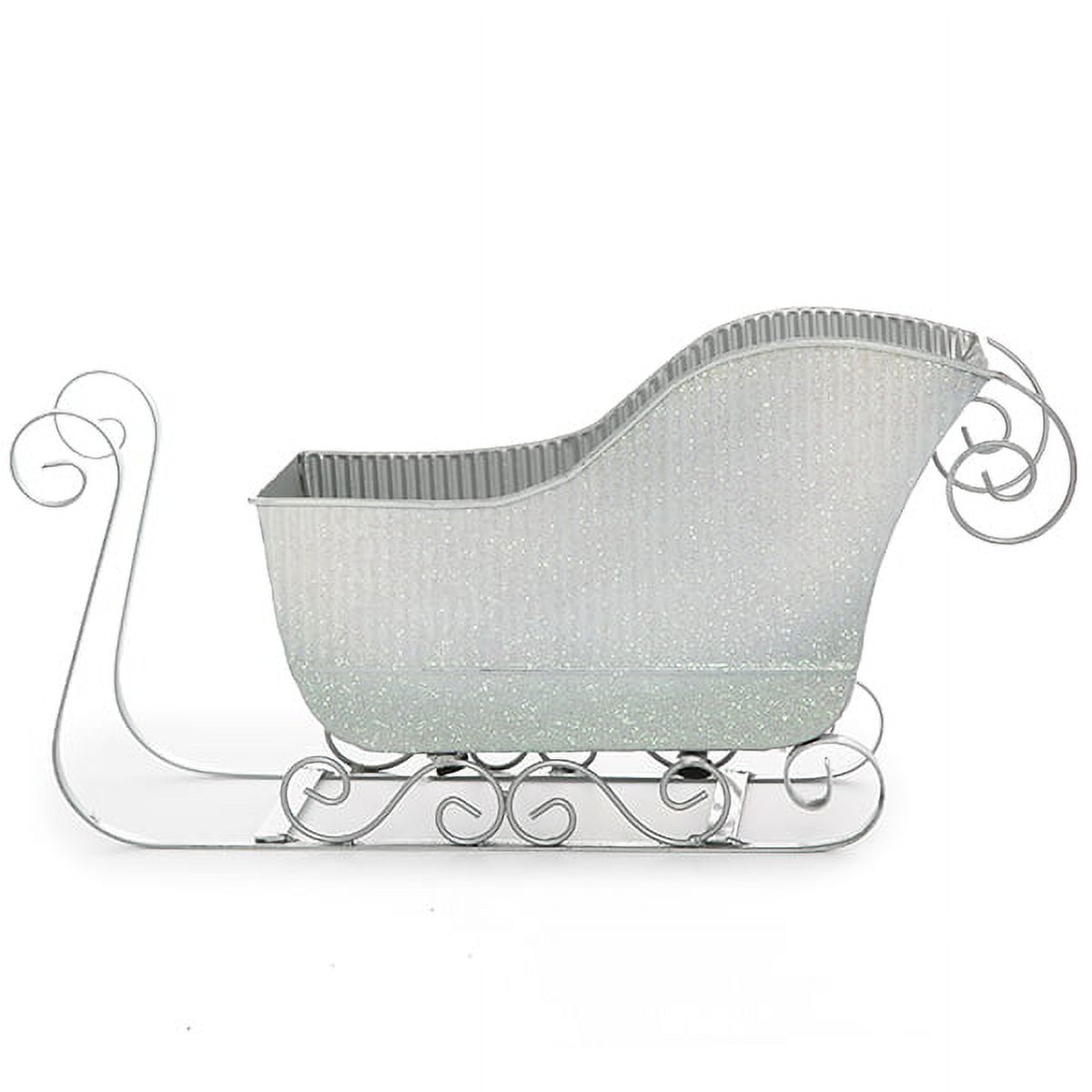 Holiday Silver Sleigh with Glitter - Large 10in - Walmart.com