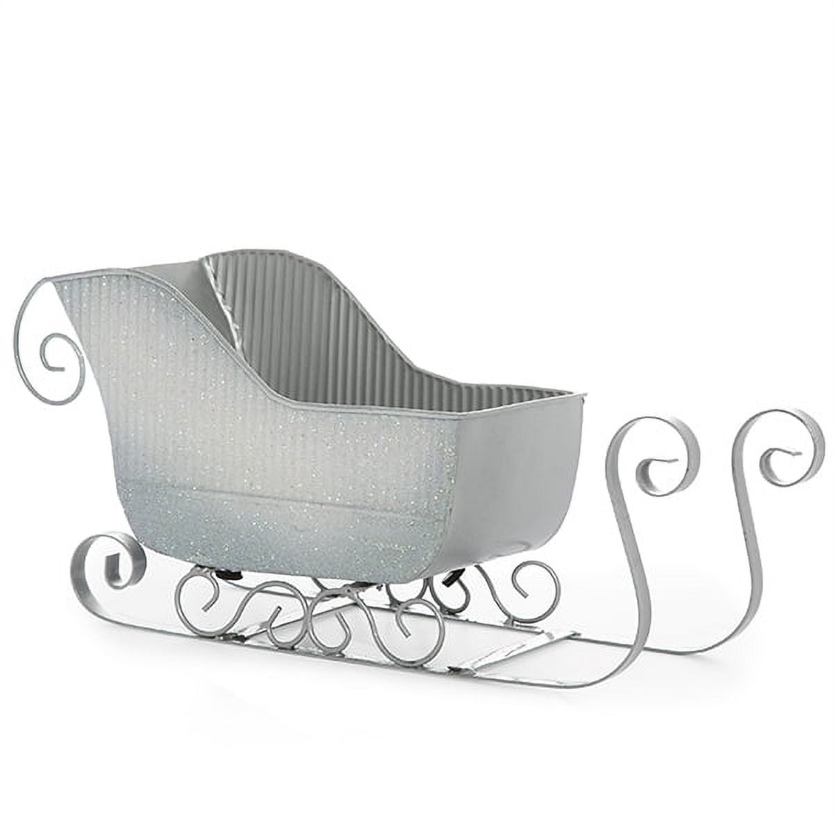 Holiday Silver Sleigh with Glitter - Small 8in - Walmart.com