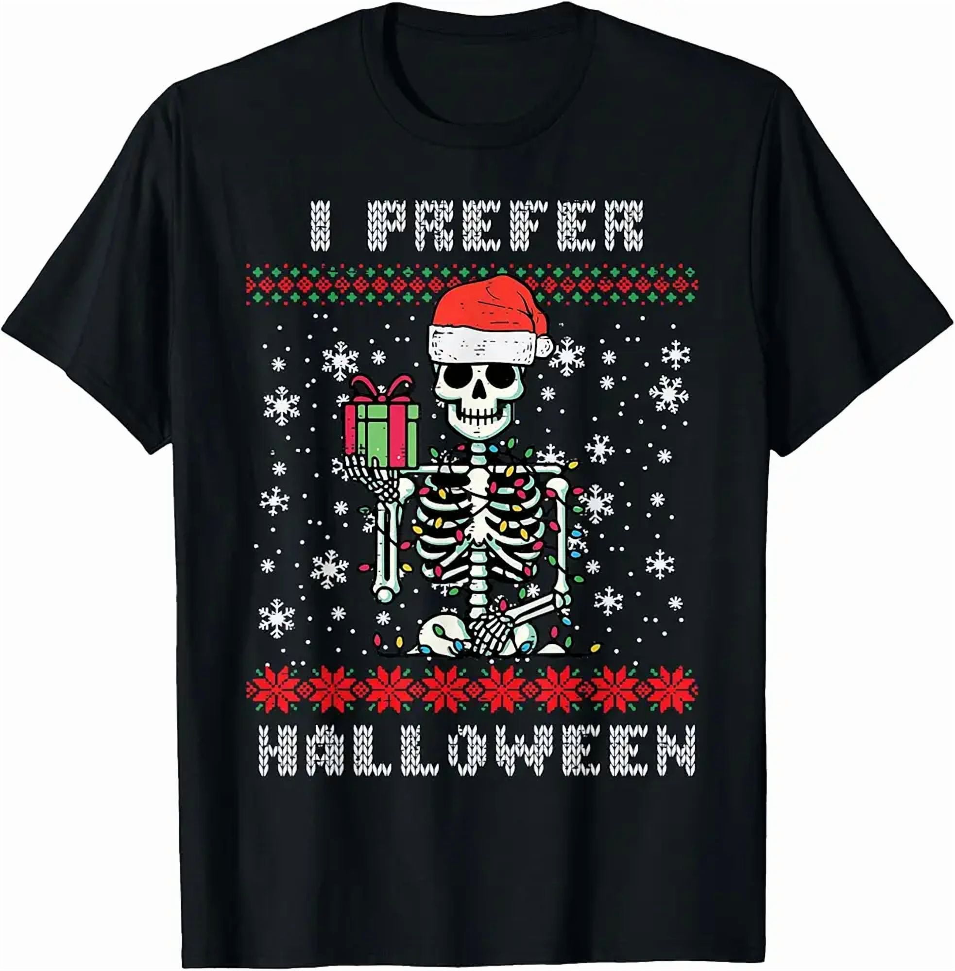 Holiday Skeleton Prefer Halloween Funny Festive Crossover Unisex T ...