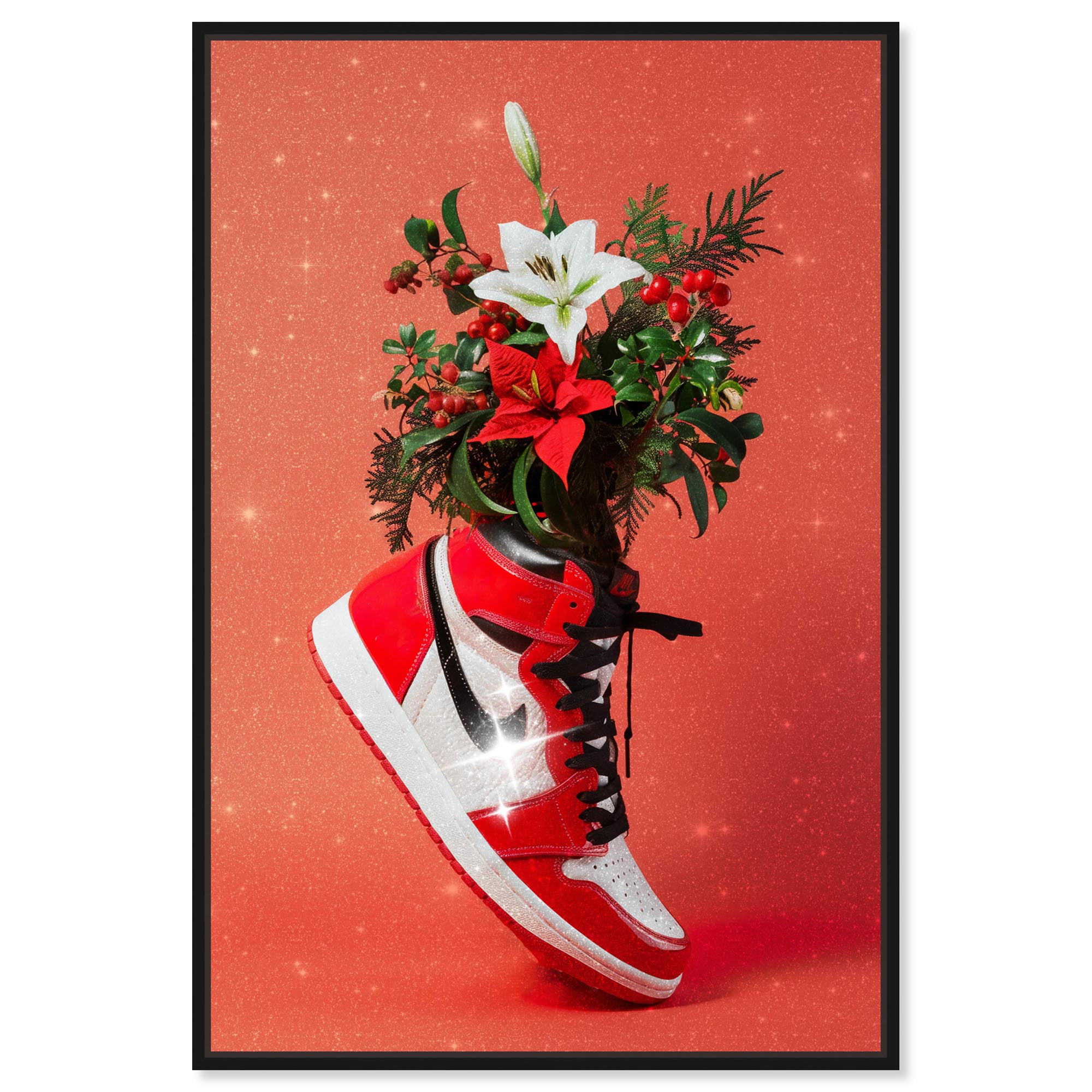 Holiday Sneaker Canvas Modern Sneaker Art by Art Remedy, Black Frame ...