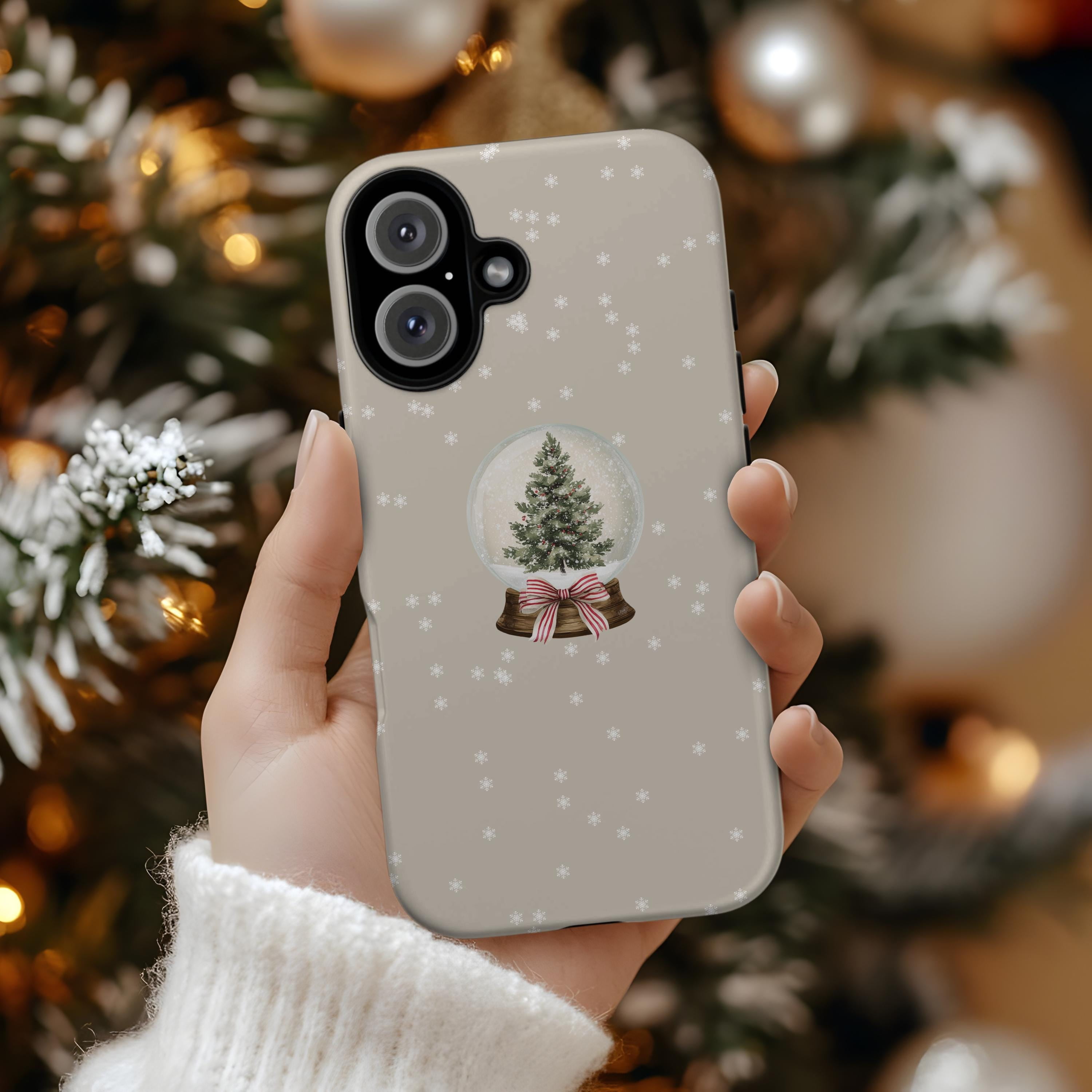 Holiday Snow Globe Vintage Tree Cozy Festive Art Phone Case for iPhone ...