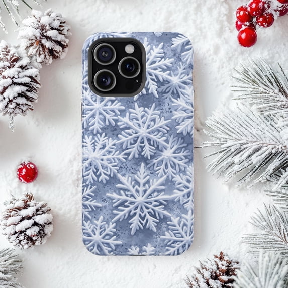 Holiday Snowflake Phone Case Winter Frost Art for iPhone 17 11 12 13 14 ...