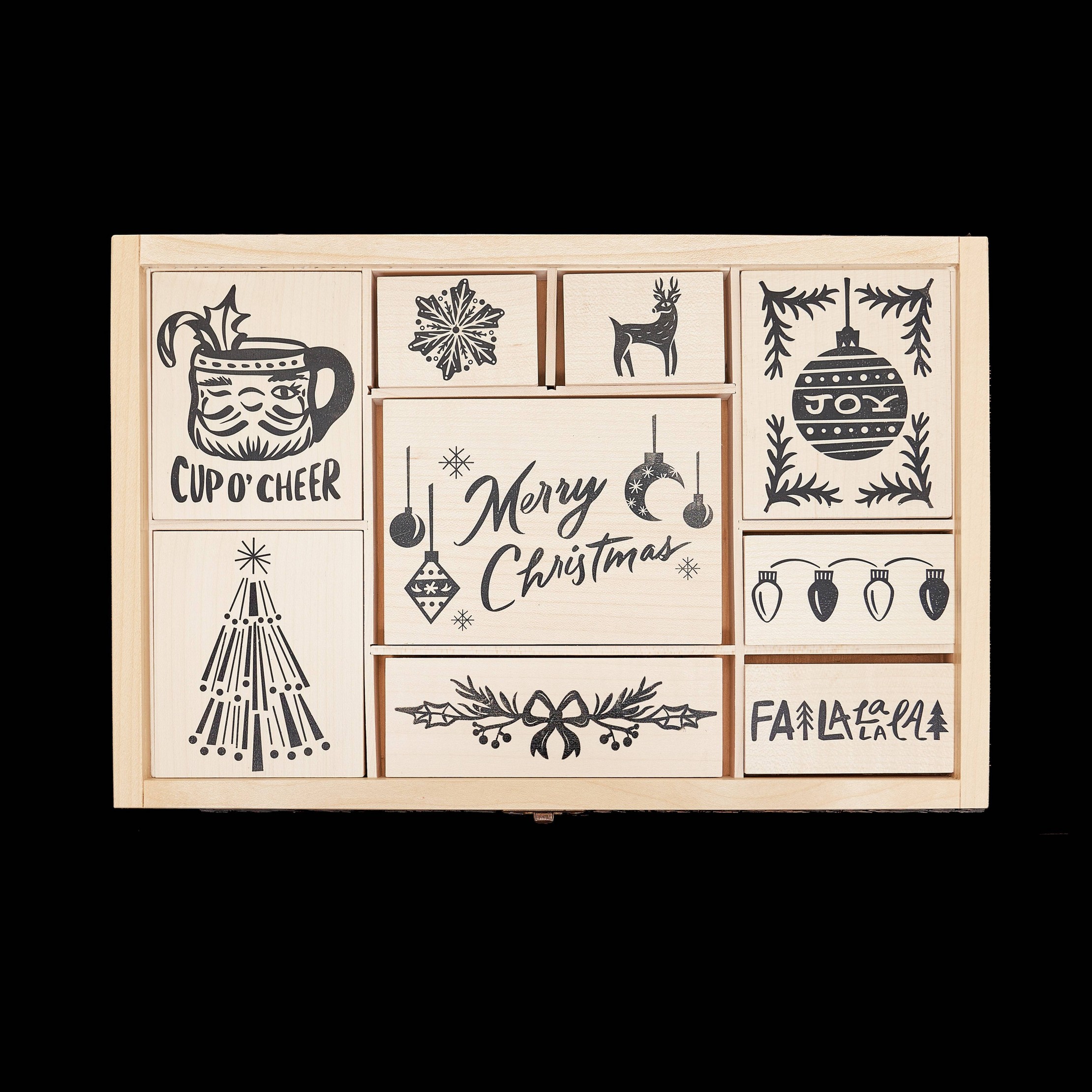 Holiday Stamp Set: Beechwood Art & Craft Tool, Compact Design, Brown ...