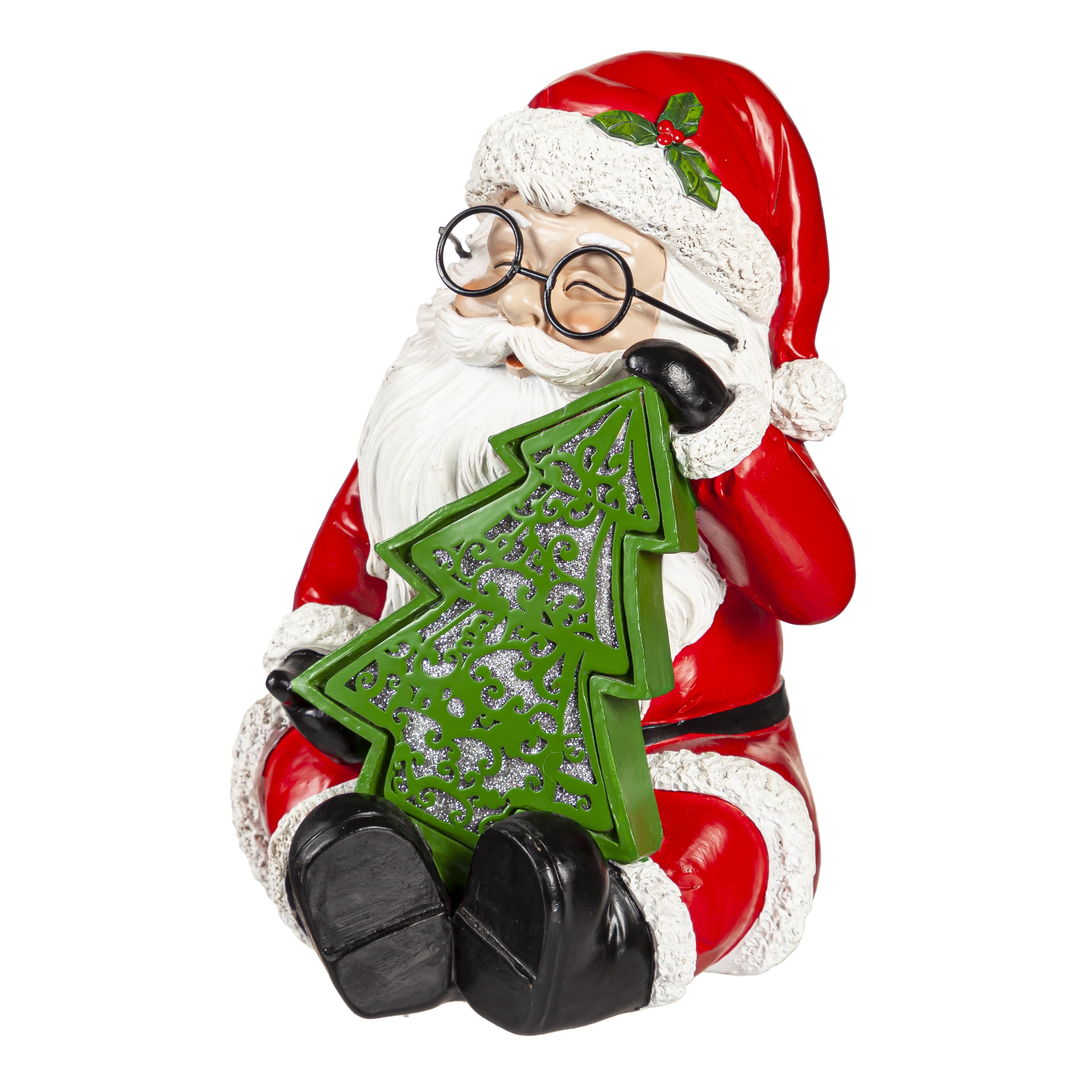 Holiday Statue w/ LED Tree - SANTA - Walmart.com