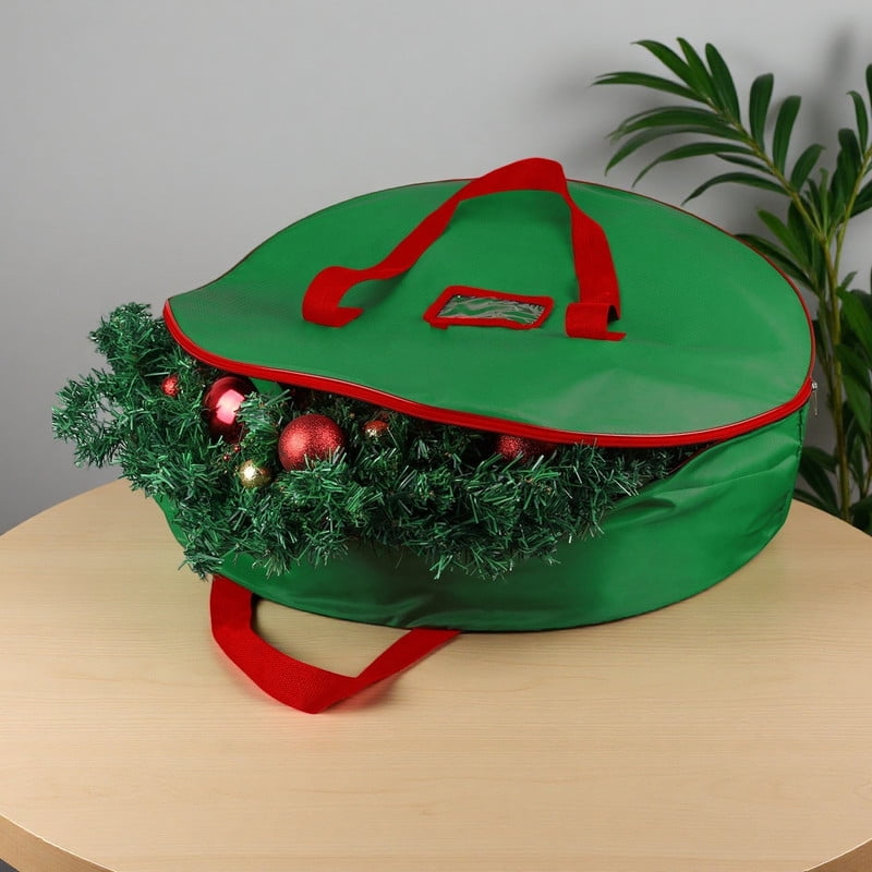 Holiday Storage Bag 30-Inch, Green Zippered Organizer for Wreaths ...