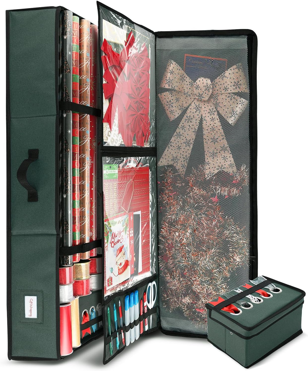 Holiday Storage Solution with Additional 2 PC Christmas Bins and Ribbon ...