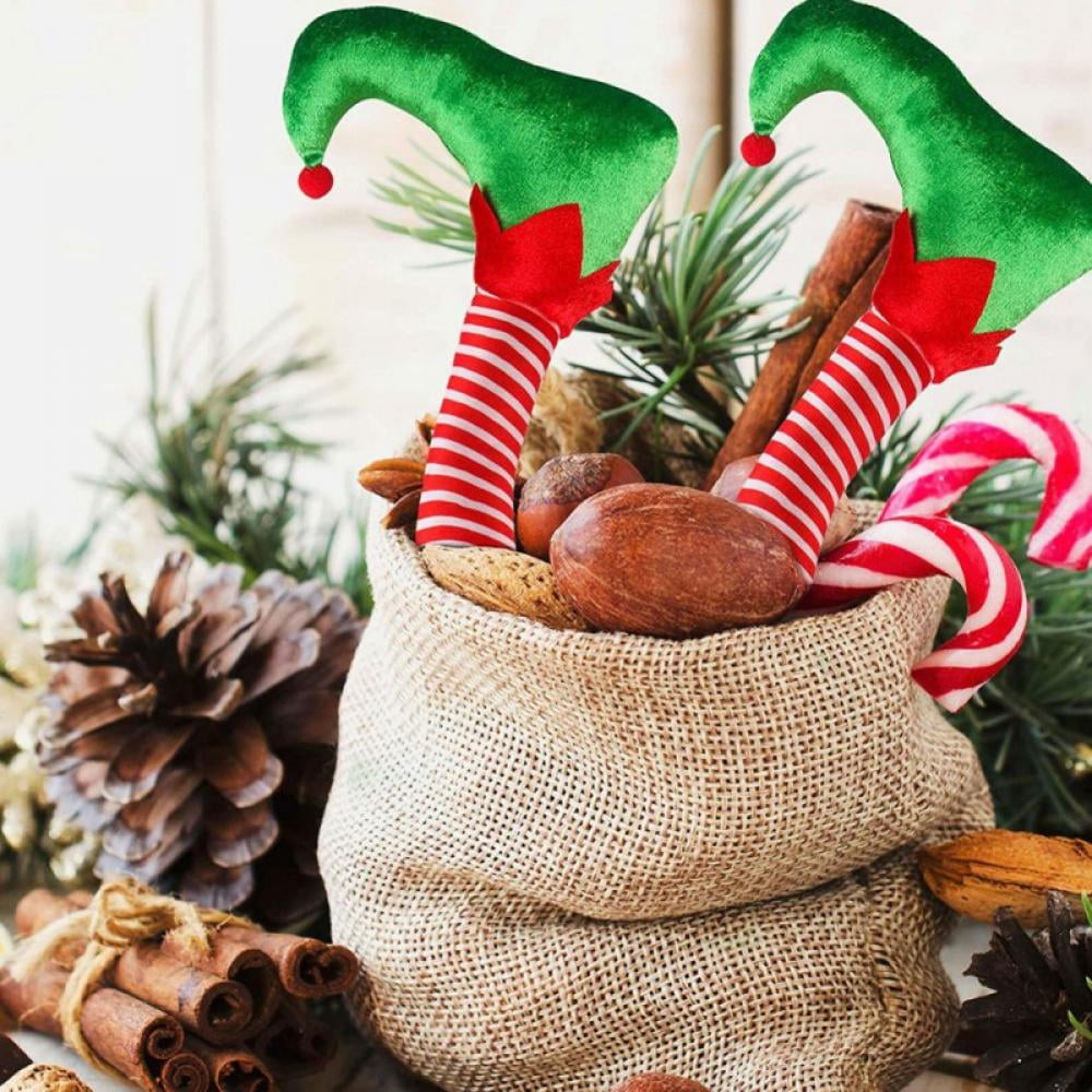 Holiday Stuffed Elf Leg Christmas Elf Legs Christmas Tree Toppers Door ...