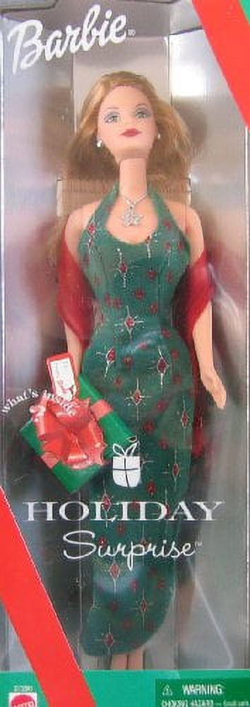 Mattel Holiday Surprise Barbie Doll 2000, Glittery Red and Green Outfit ...