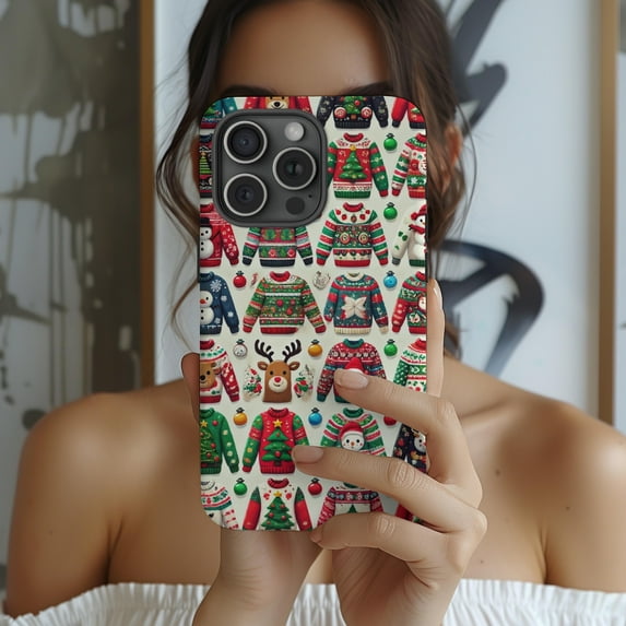 Holiday Sweater Collage Phone Case Festive Pattern Design 17 through 11 ...
