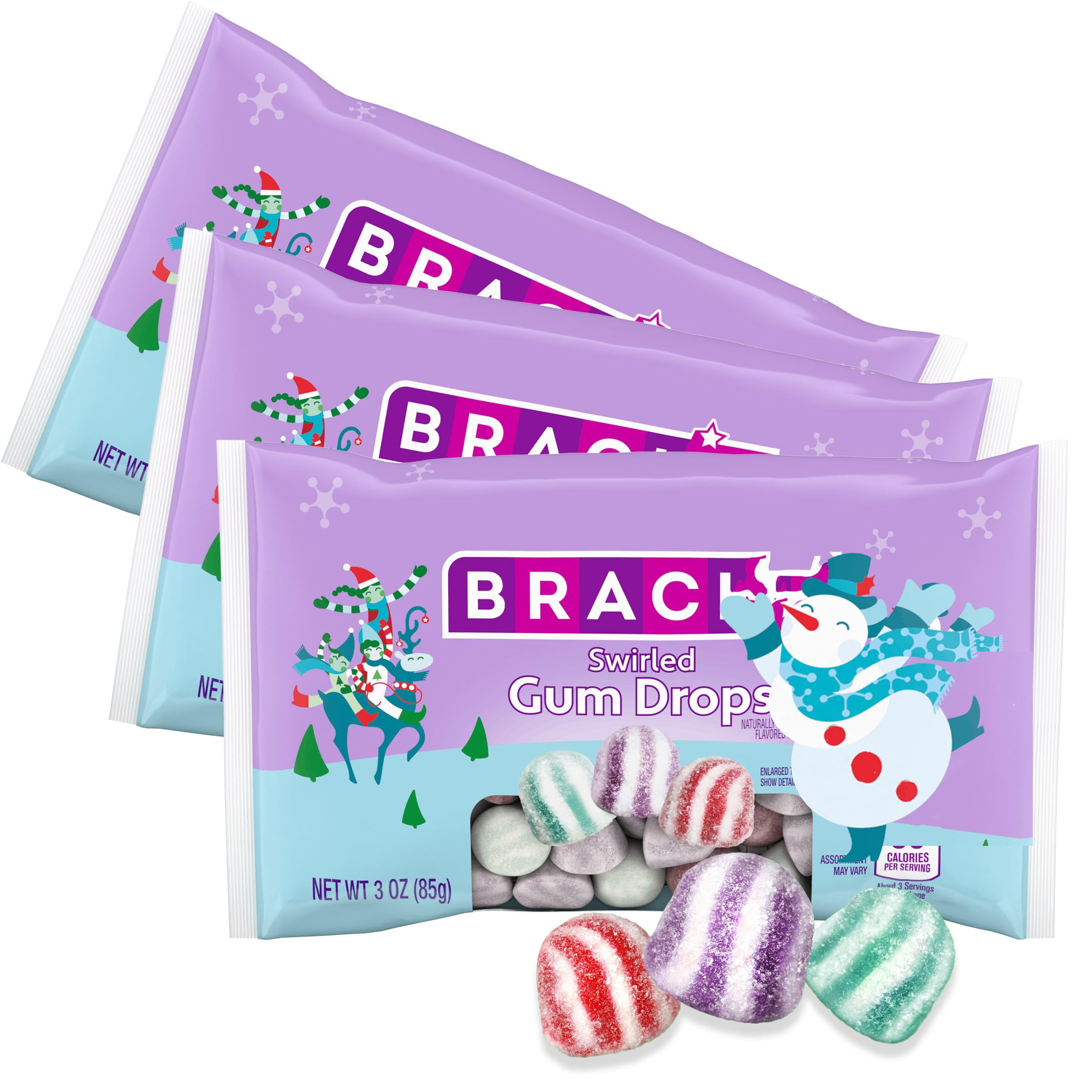 Holiday Swirled Gum Drops BCF26 3 Pack - Festive Sugared Gummy Candy in ...